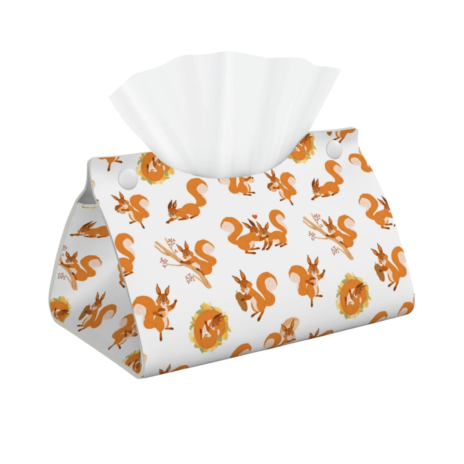 Leather Tissue Box Cover - Minimalist Cartoon Cute Squirrel Long PVC ...