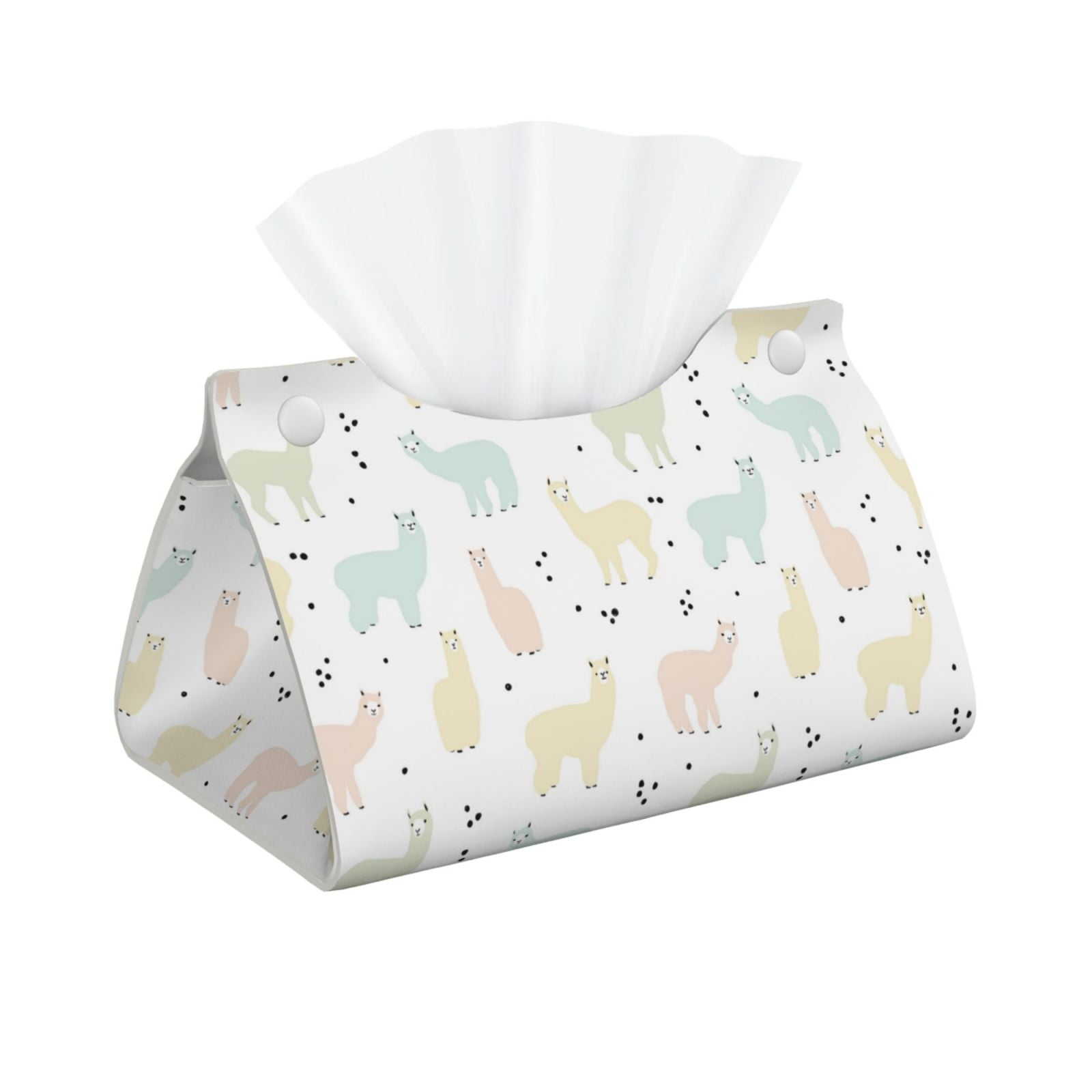 Leather Tissue Box Cover - Minimalist Colorful Cute Alpaca Long PVC ...