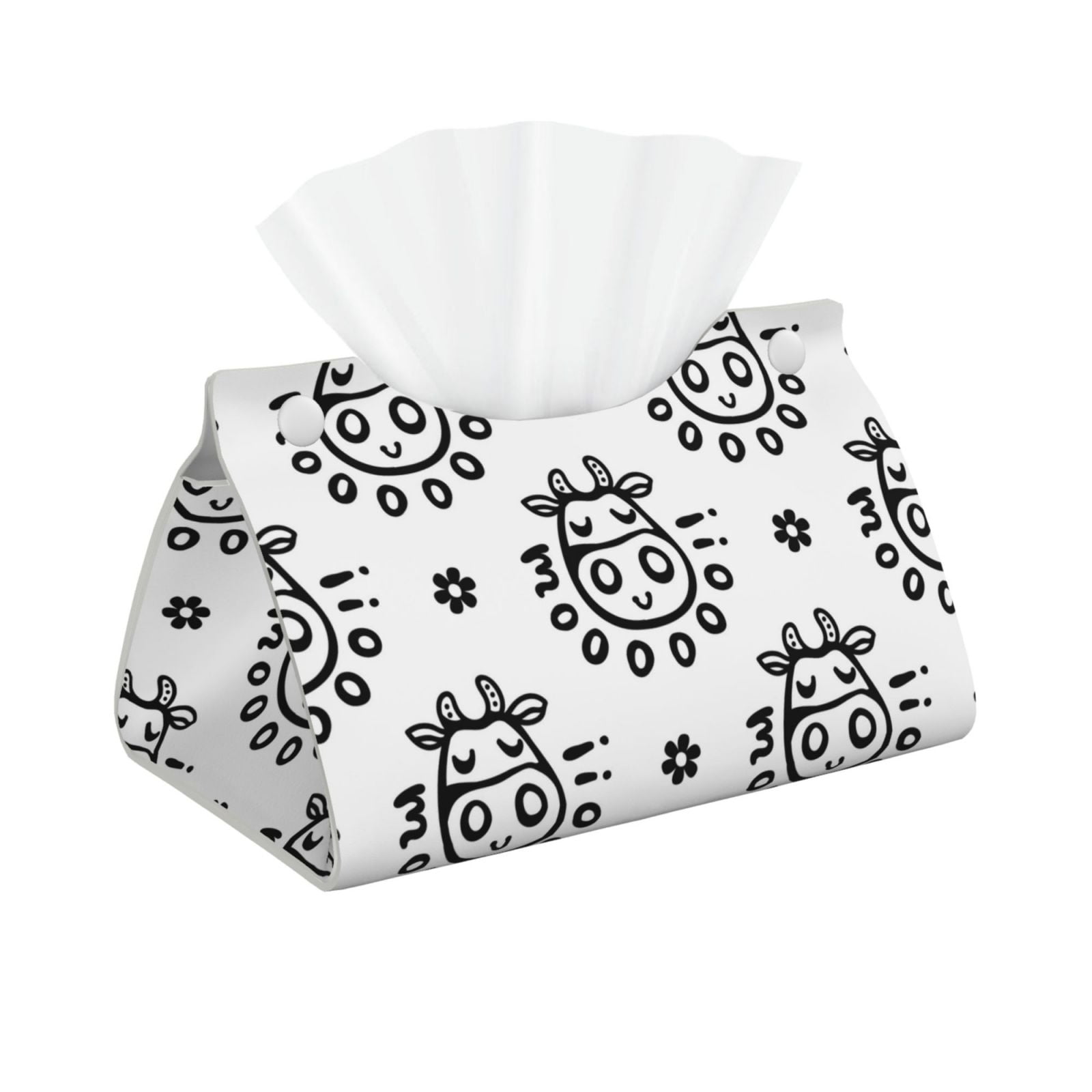 Leather Tissue Box Cover - Minimalist Lines Cute Cow Head Long PVC ...