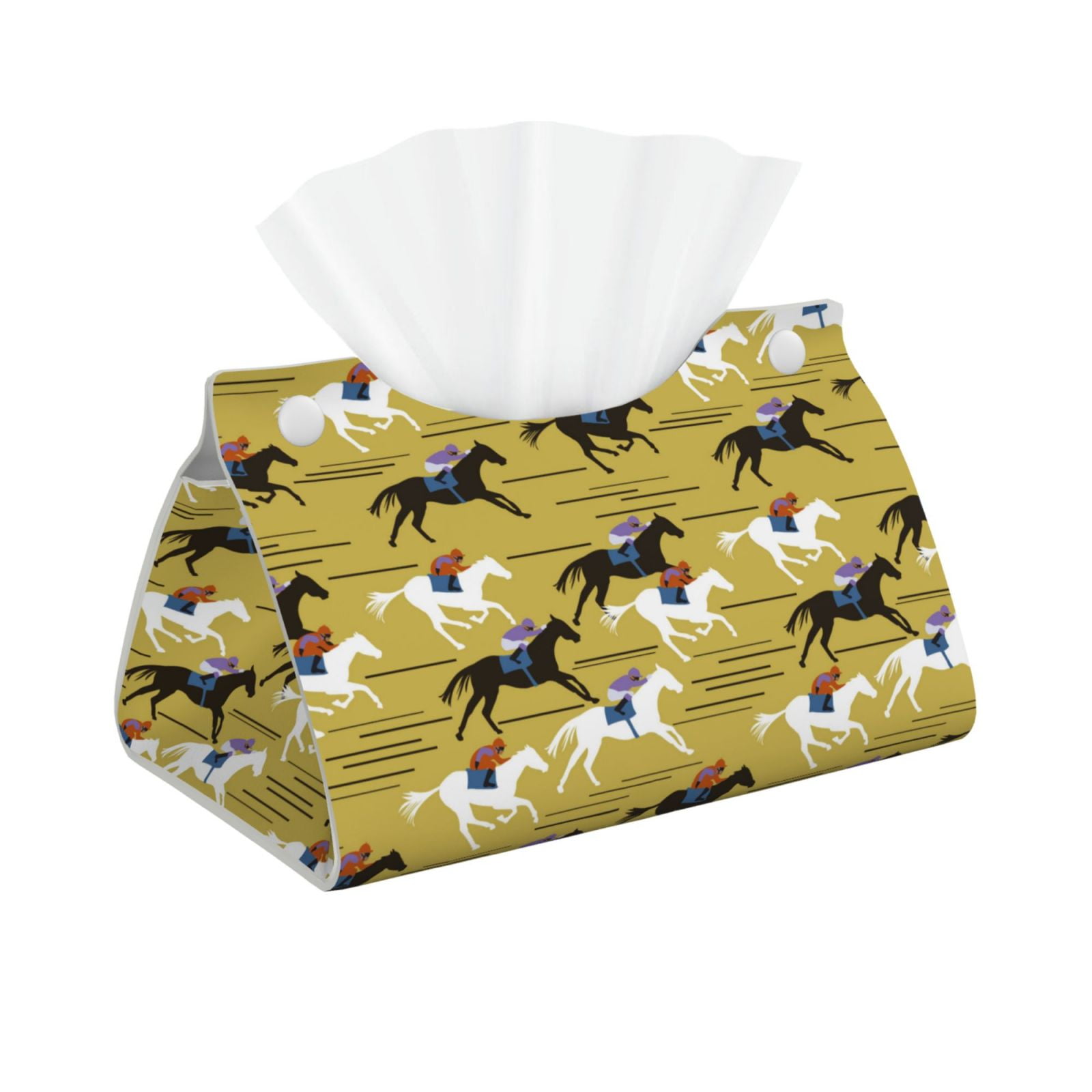 Leather Tissue Box Cover - Minimalist Painted Knight Horse Long PVC ...