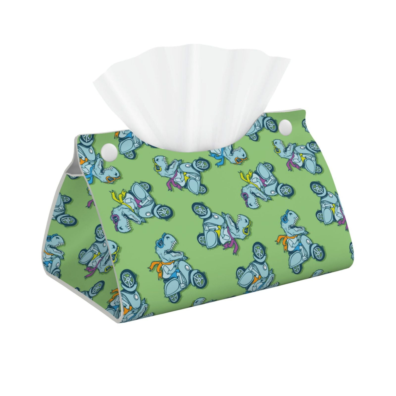 Leather Tissue Box Cover - Motorcycle Riding Dinosaur Long PVC Tissue ...