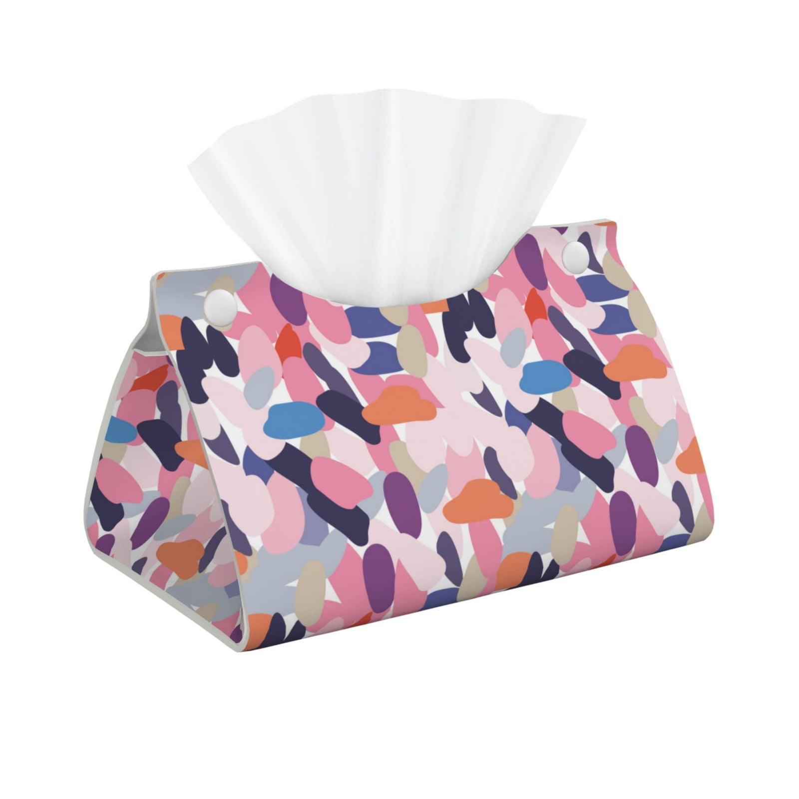 Leather Tissue Box Cover - Multicolored paint spots pattern Long PVC ...