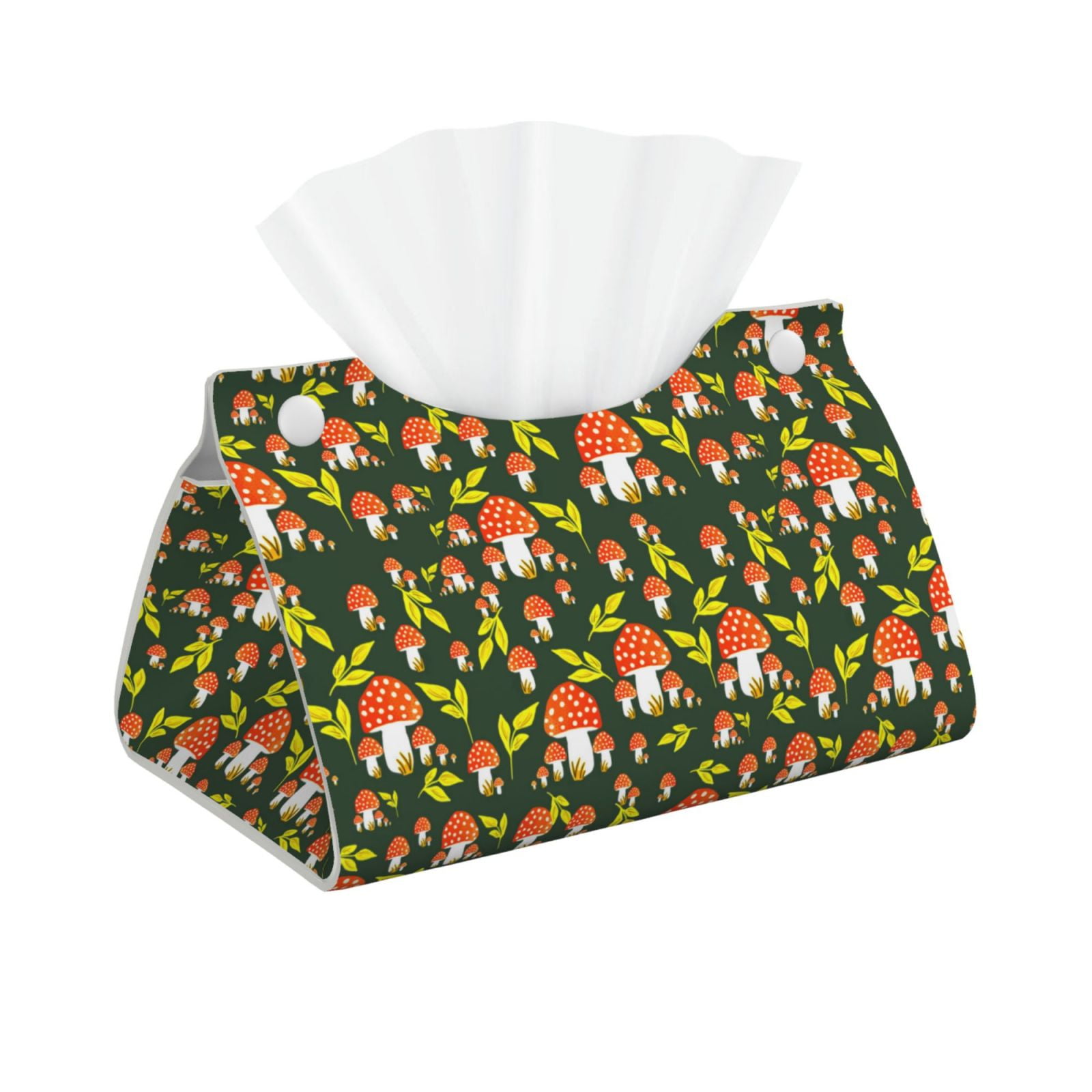 Leather Tissue Box Cover - Mushroom Leaf Long PVC Tissue Box Holder for ...