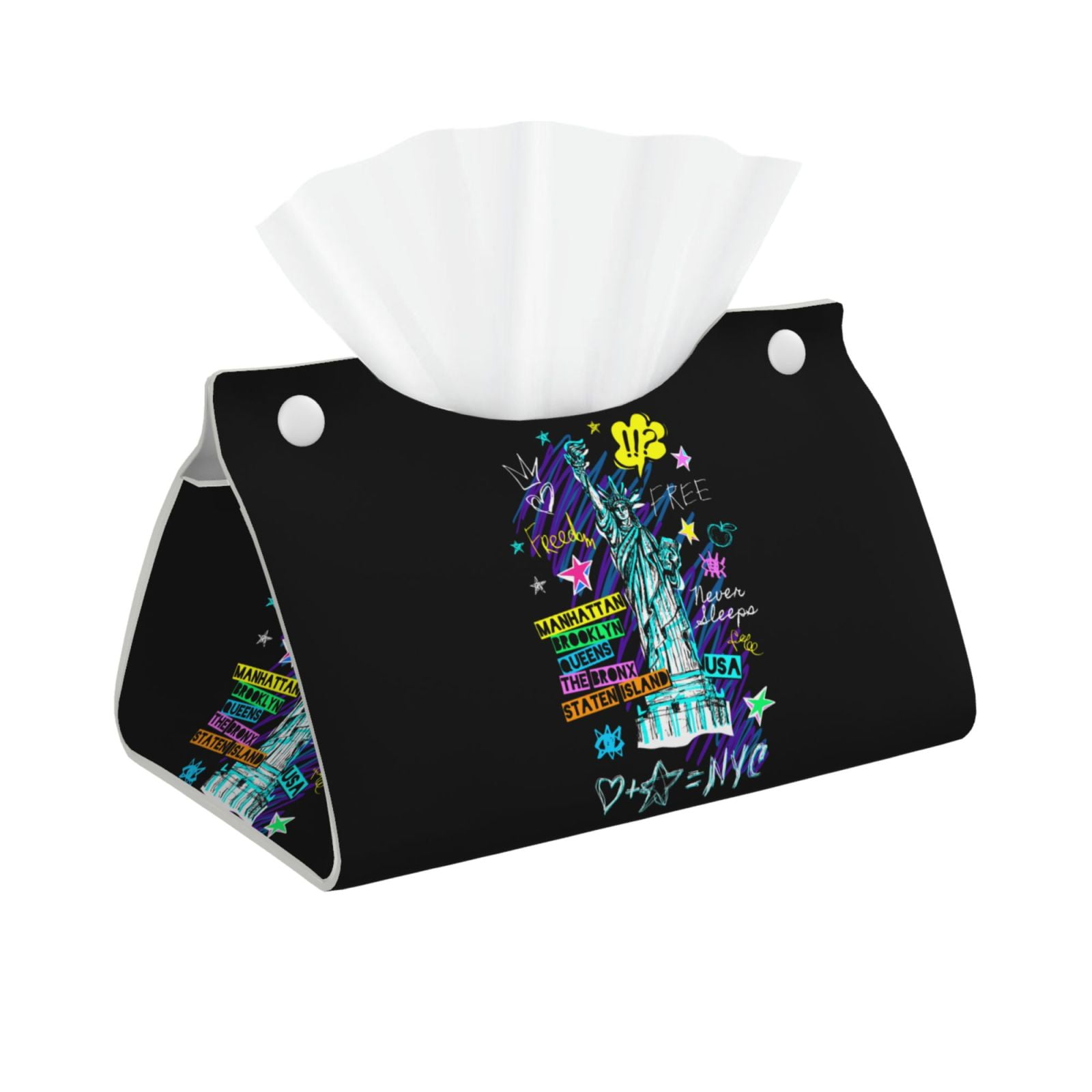 Leather Tissue Box Cover - New York City Long PVC Tissue Box Holder for ...