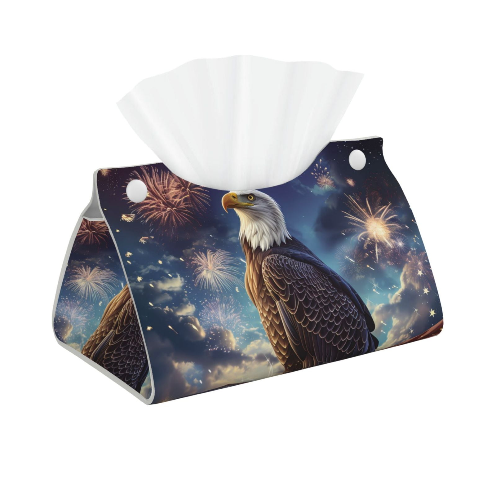Leather Tissue Box Cover - Night Sky Bald Eagle Long PVC Tissue Box ...