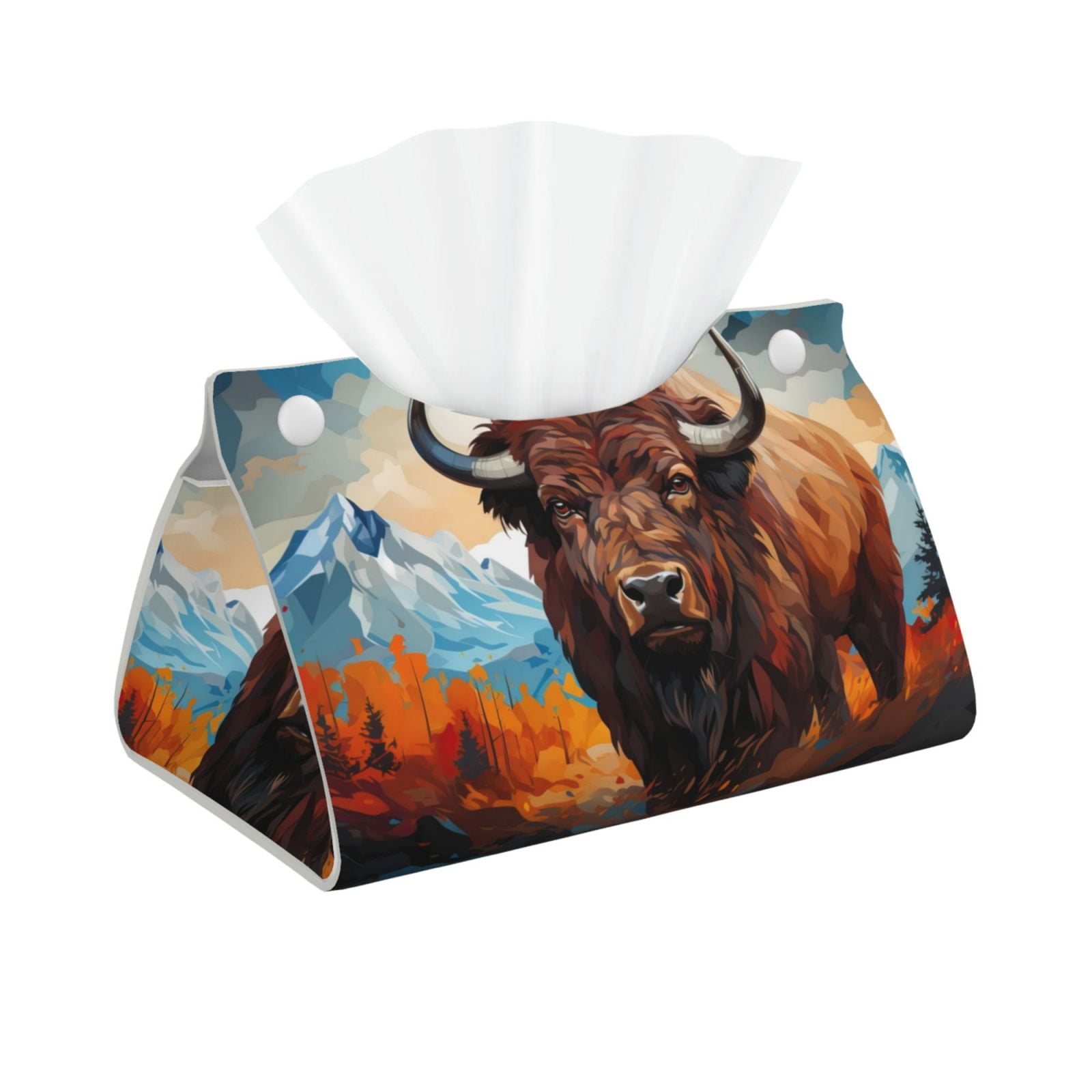 Leather Tissue Box Cover - Oil Painting Style Iceberg Yak Long PVC ...