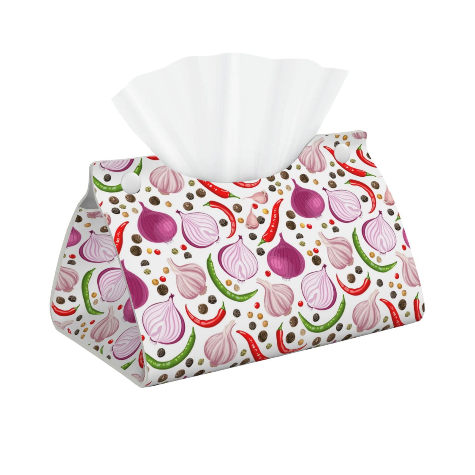 Leather Tissue Box Cover - Onion bell pepper Long PVC Tissue Box Holder ...