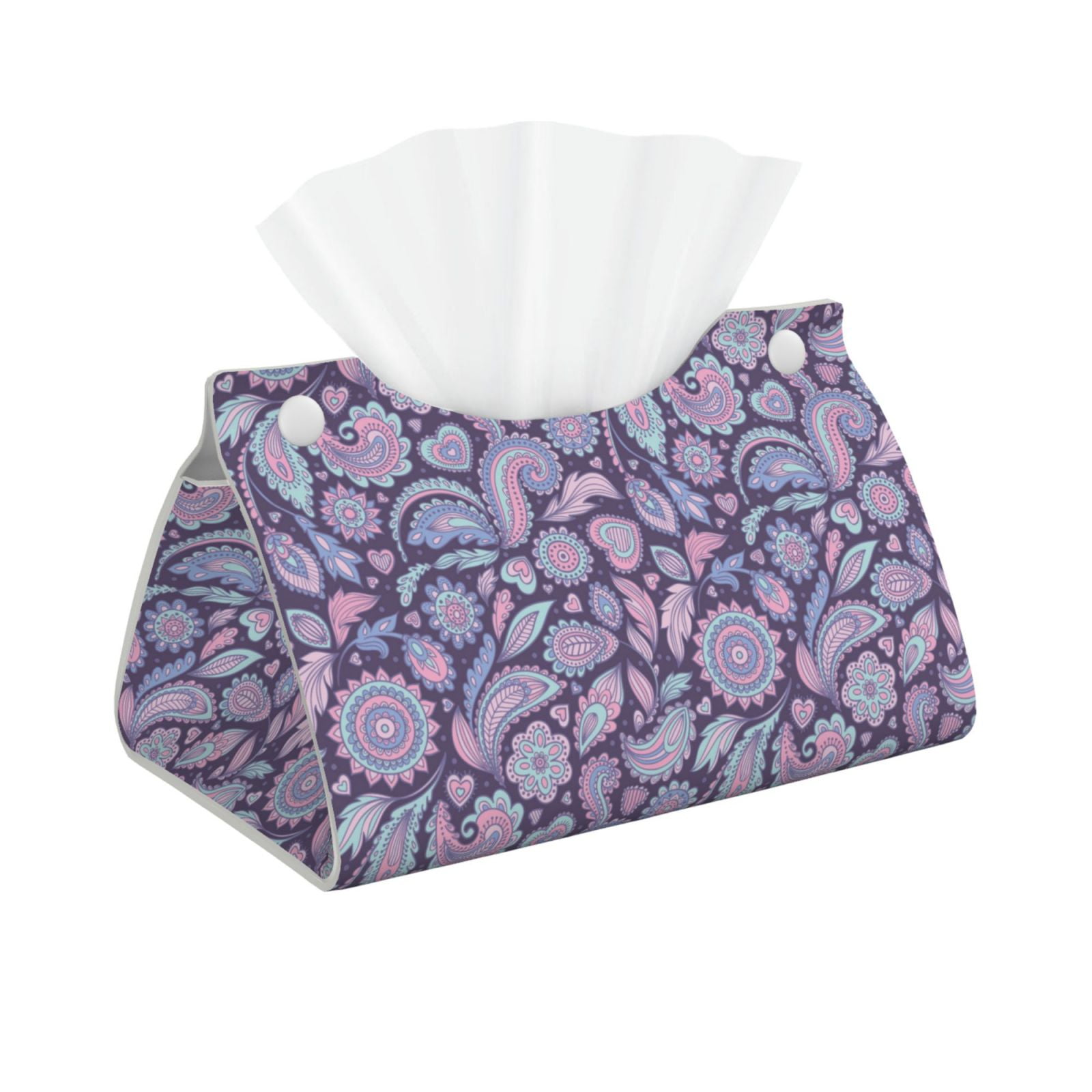 Leather Tissue Box Cover - Paisley Print pink Long PVC Tissue Box ...