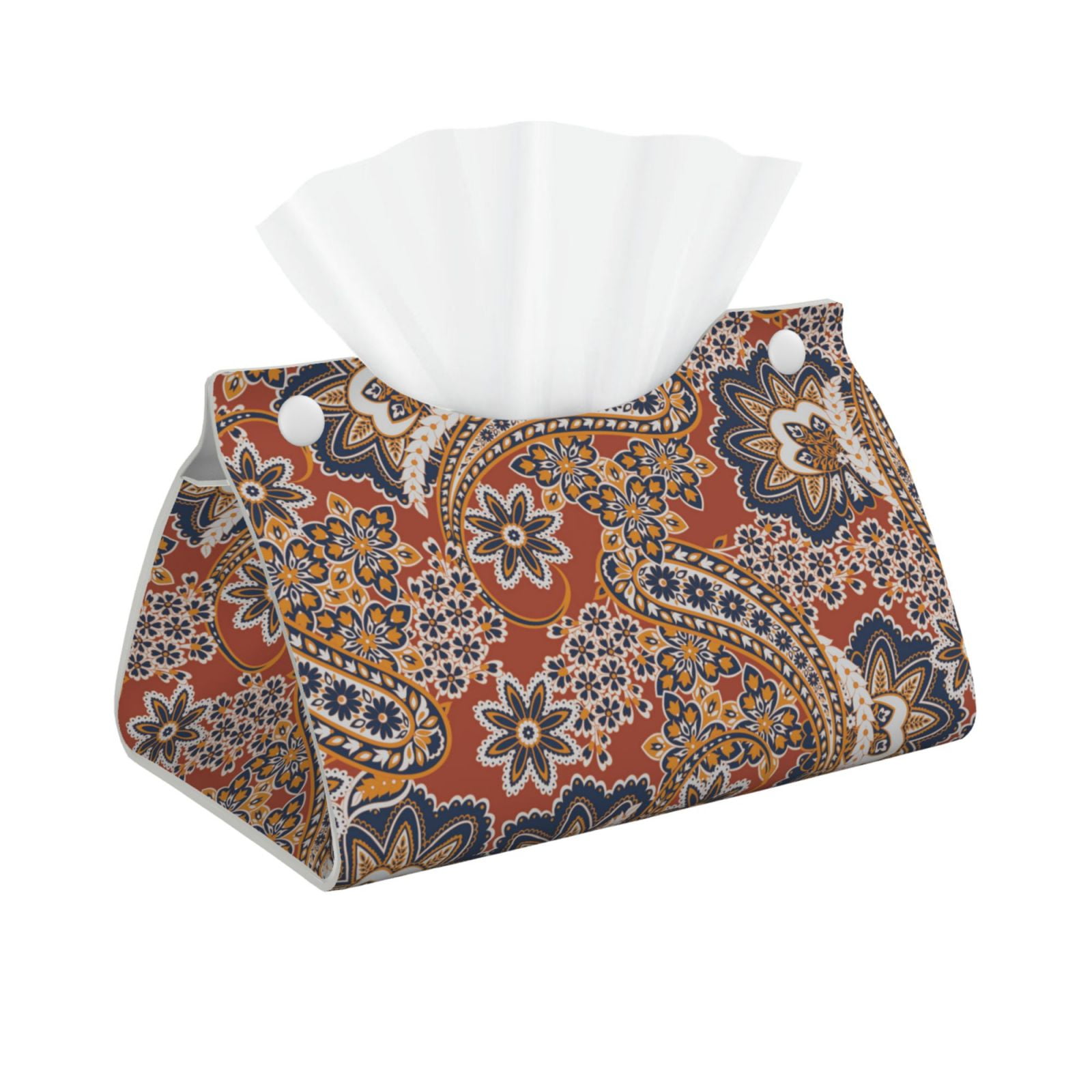 Leather Tissue Box Cover - Paisley3 Long PVC Tissue Box Holder for ...