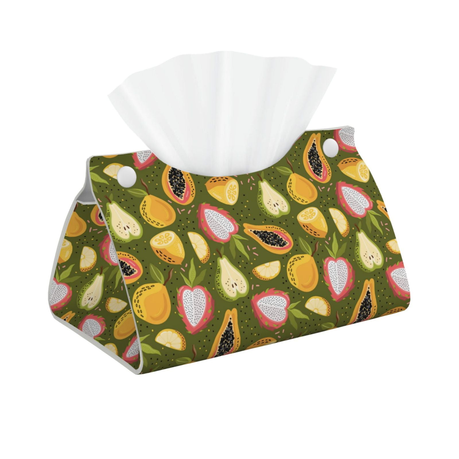 Leather Tissue Box Cover - Papaya pear lemon Long PVC Tissue Box Holder ...