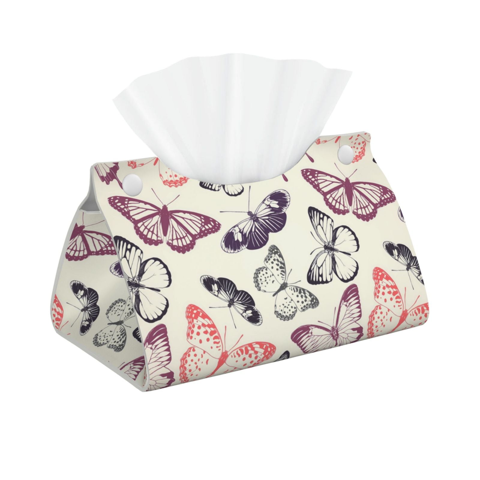 Leather Tissue Box Cover - Pastel Butterfly Flight Long PVC Tissue Box ...
