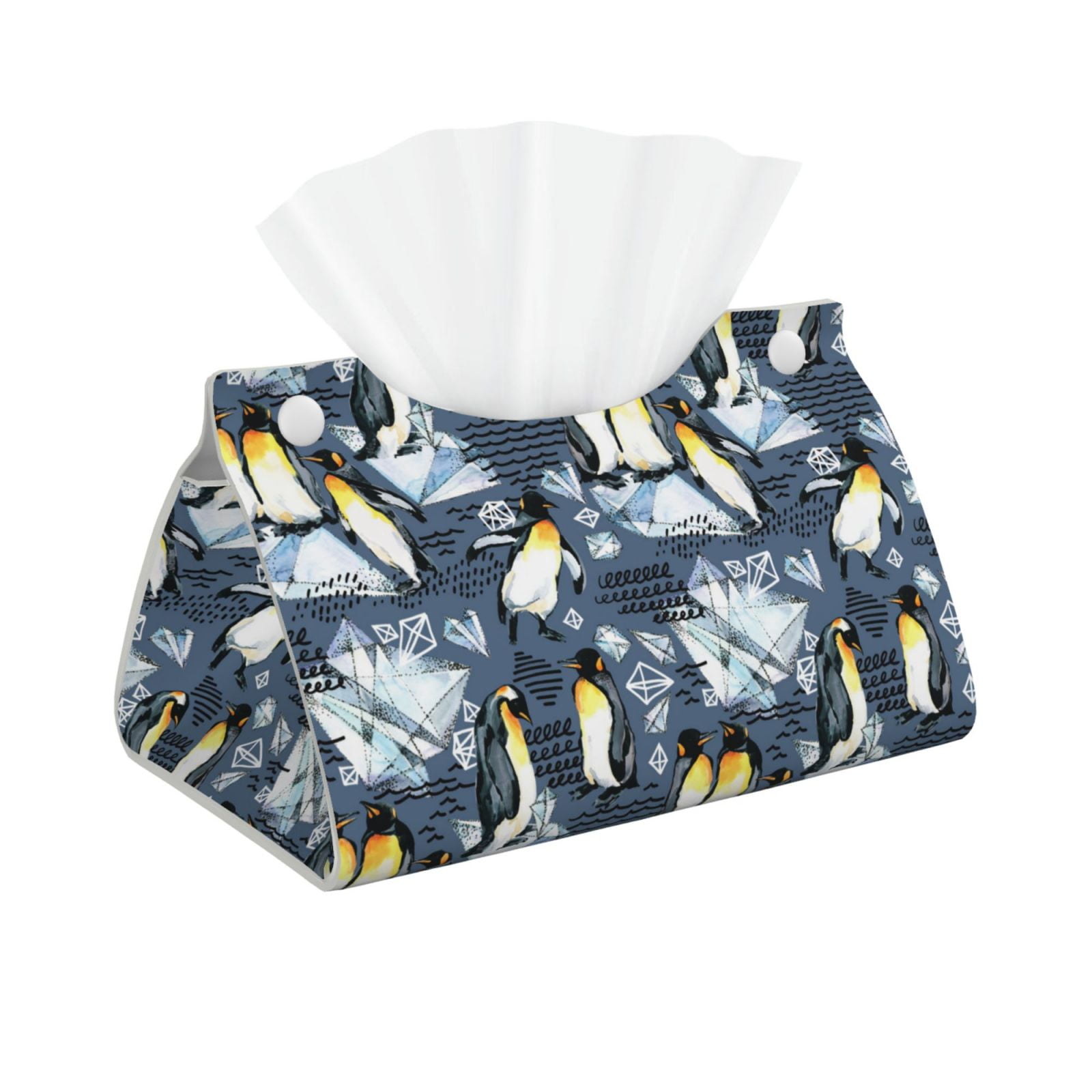 Leather Tissue Box Cover - Penguin Arctic Adventure Long PVC Tissue Box ...