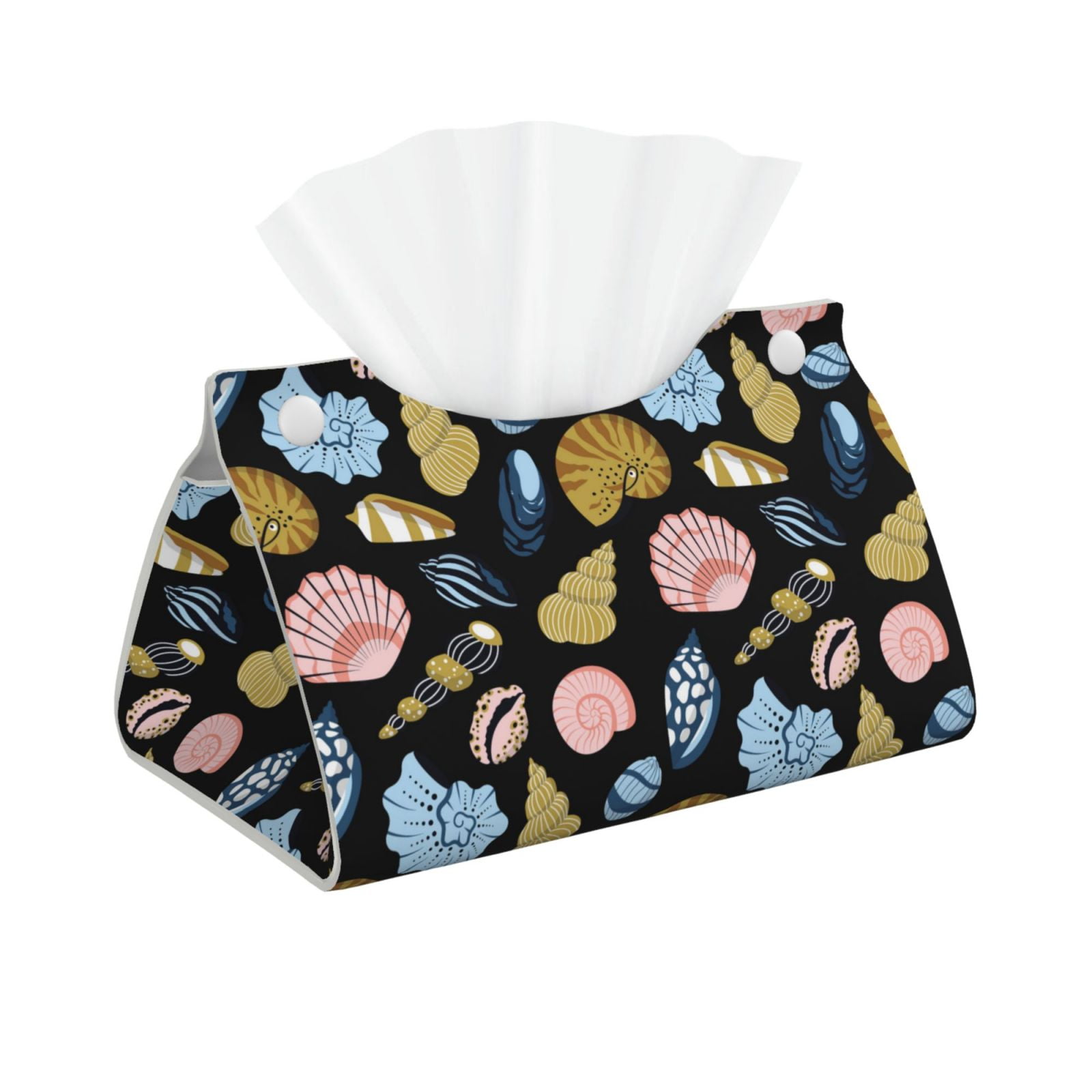 Leather Tissue Box Cover - Pink Gold Blue Shell Conch Long PVC Tissue ...