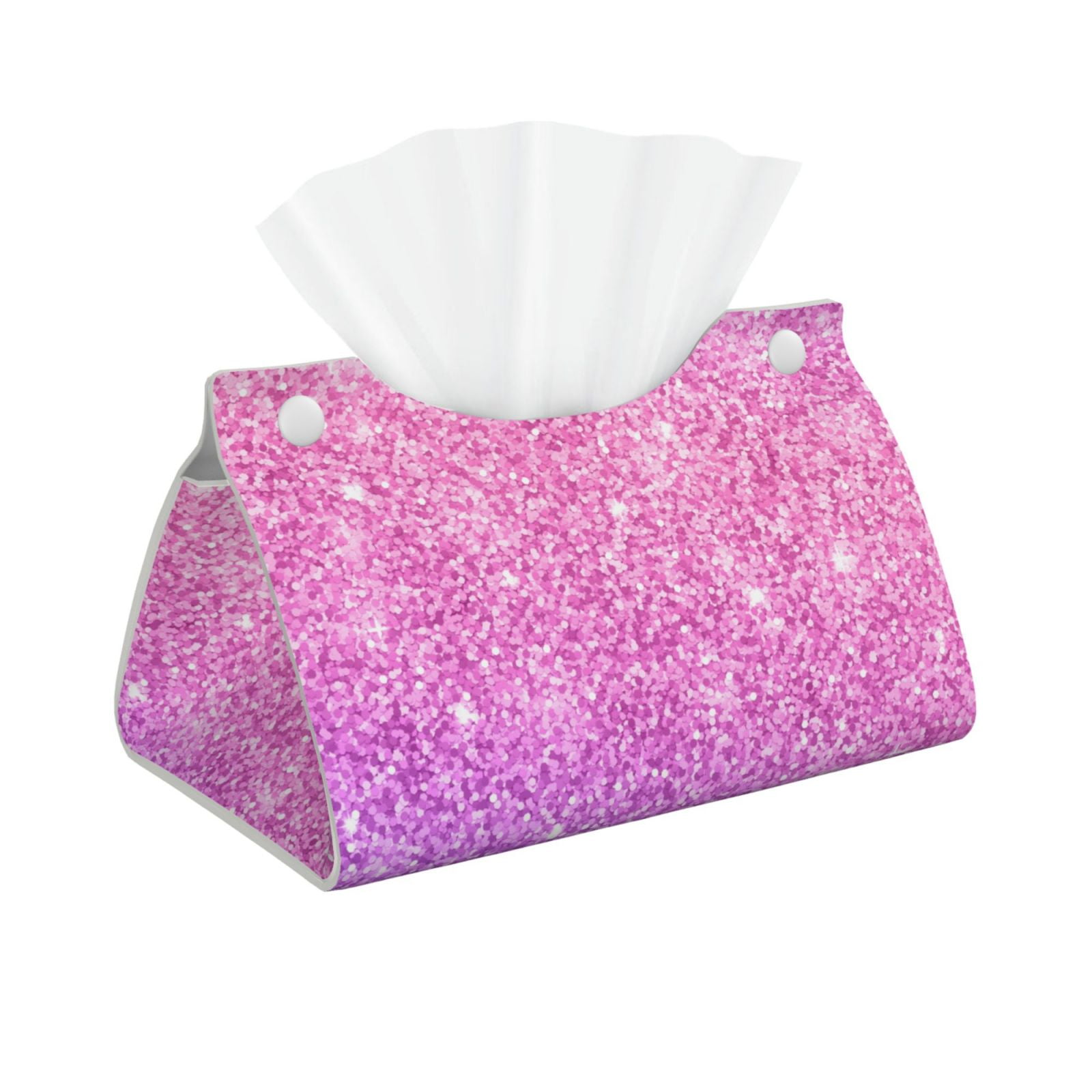 Leather Tissue Box Cover - Pink Purple Glitter Texture Long PVC Tissue ...