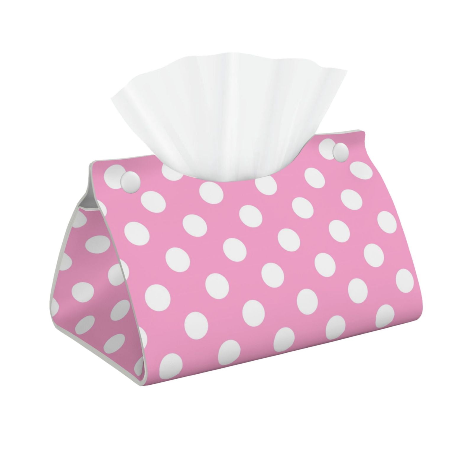 Leather Tissue Box Cover - Pink And White Polka Dot Long PVC Tissue Box ...