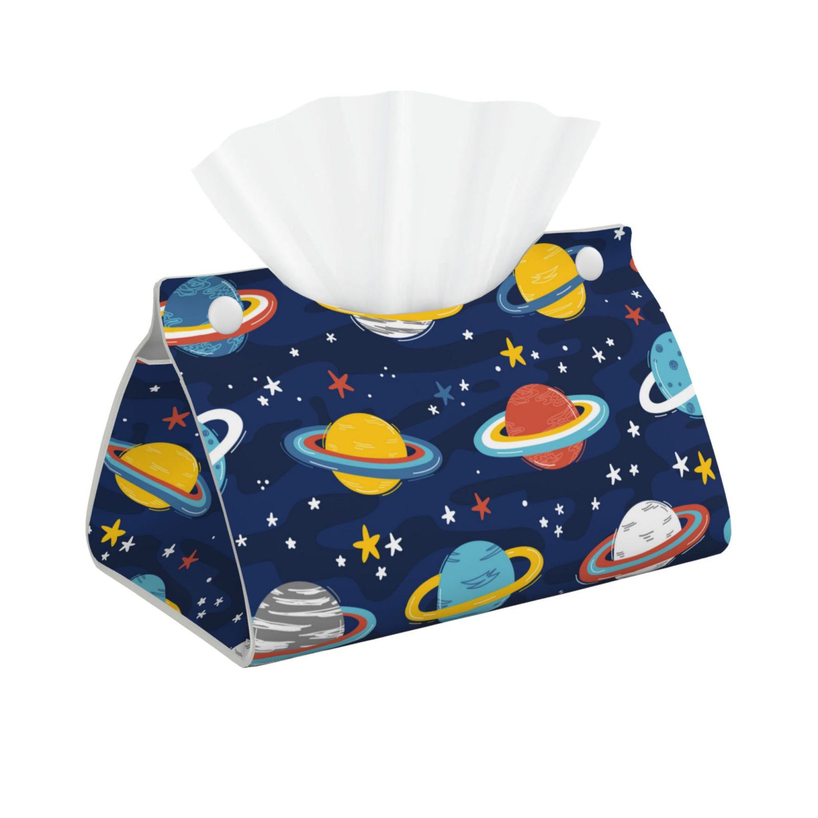 Leather Tissue Box Cover - Planets and Stars Long PVC Tissue Box Holder ...
