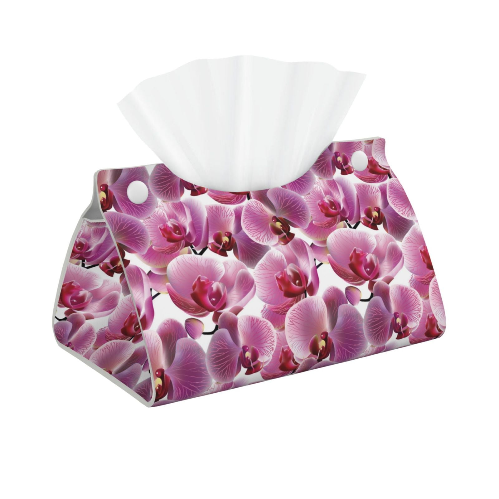 Leather Tissue Box Cover - Pueple Orchids Flowers Long PVC Tissue Box ...