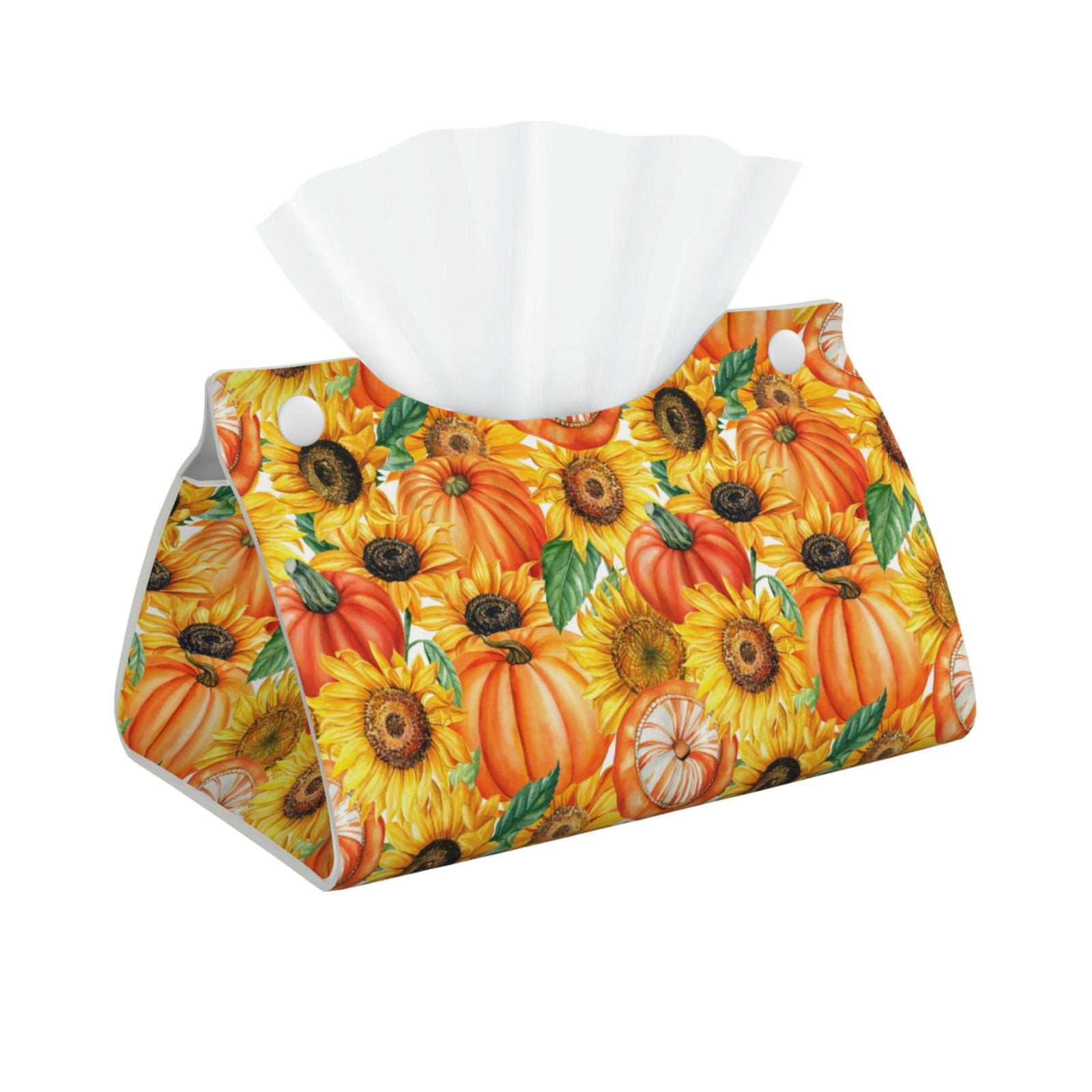 Leather Tissue Box Cover - Pumpkins And Sunflowers Long PVC Tissue Box ...