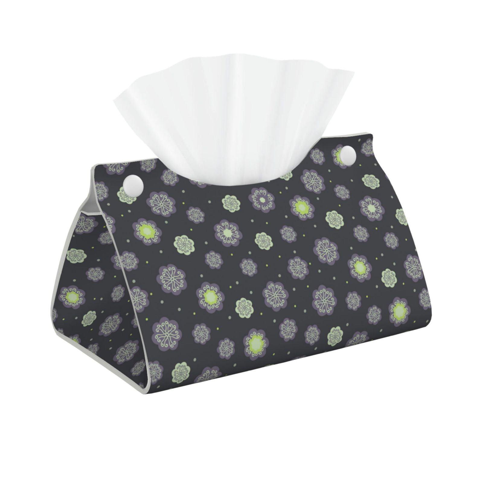 Leather Tissue Box Cover - Purple Flower Long PVC Tissue Box Holder for ...