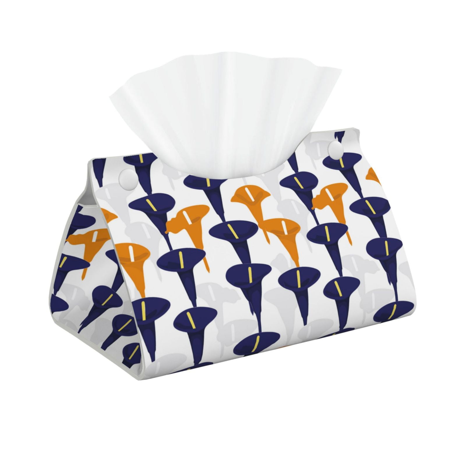 Leather Tissue Box Cover - Purple Yellow Calla Lily Flowers Long PVC ...