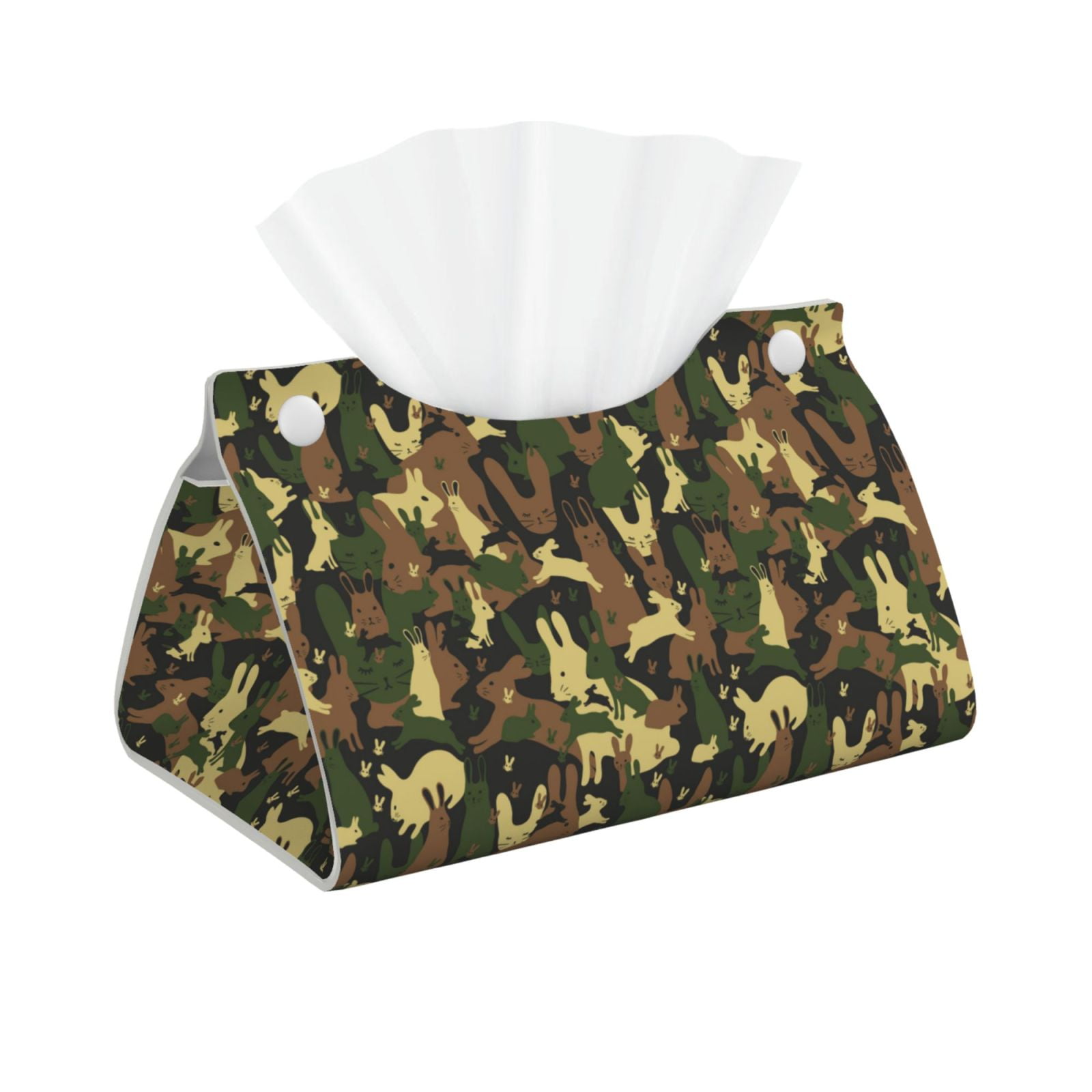 Leather Tissue Box Cover - Rabbit Green Camouflage Long PVC Tissue Box ...