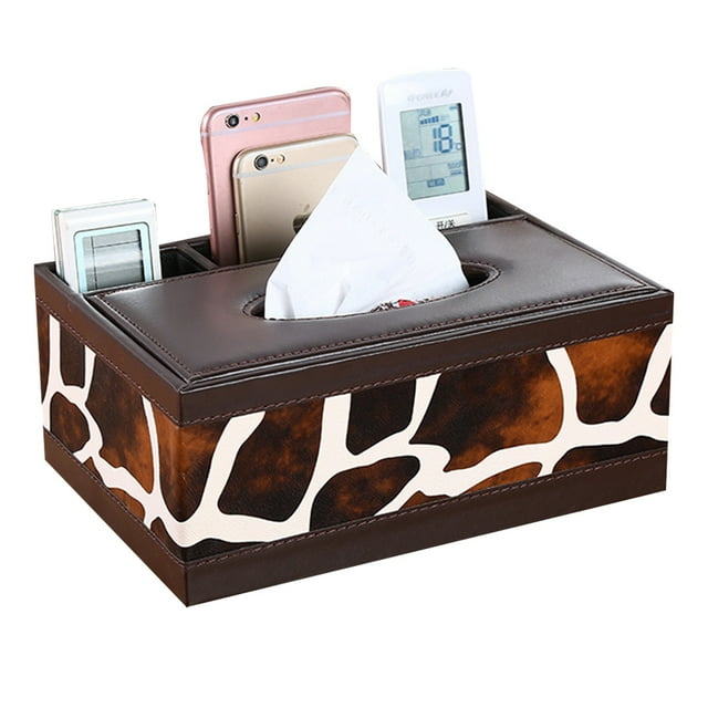 Leather Tissue Box Cover Rectangular and Multifunction Remote Control ...