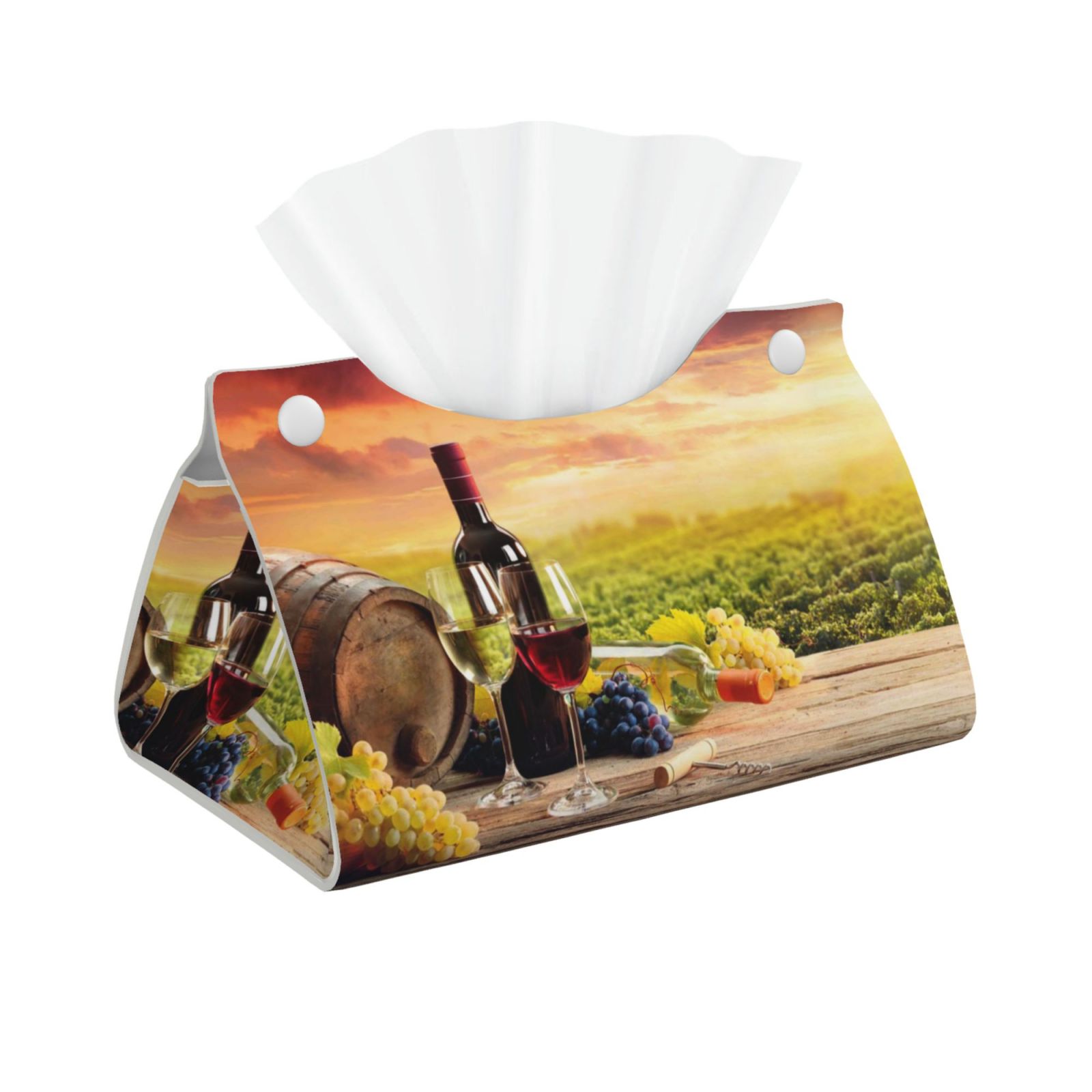 Leather Tissue Box Cover - Red Wine Glasses Long PVC Tissue Box Holder ...