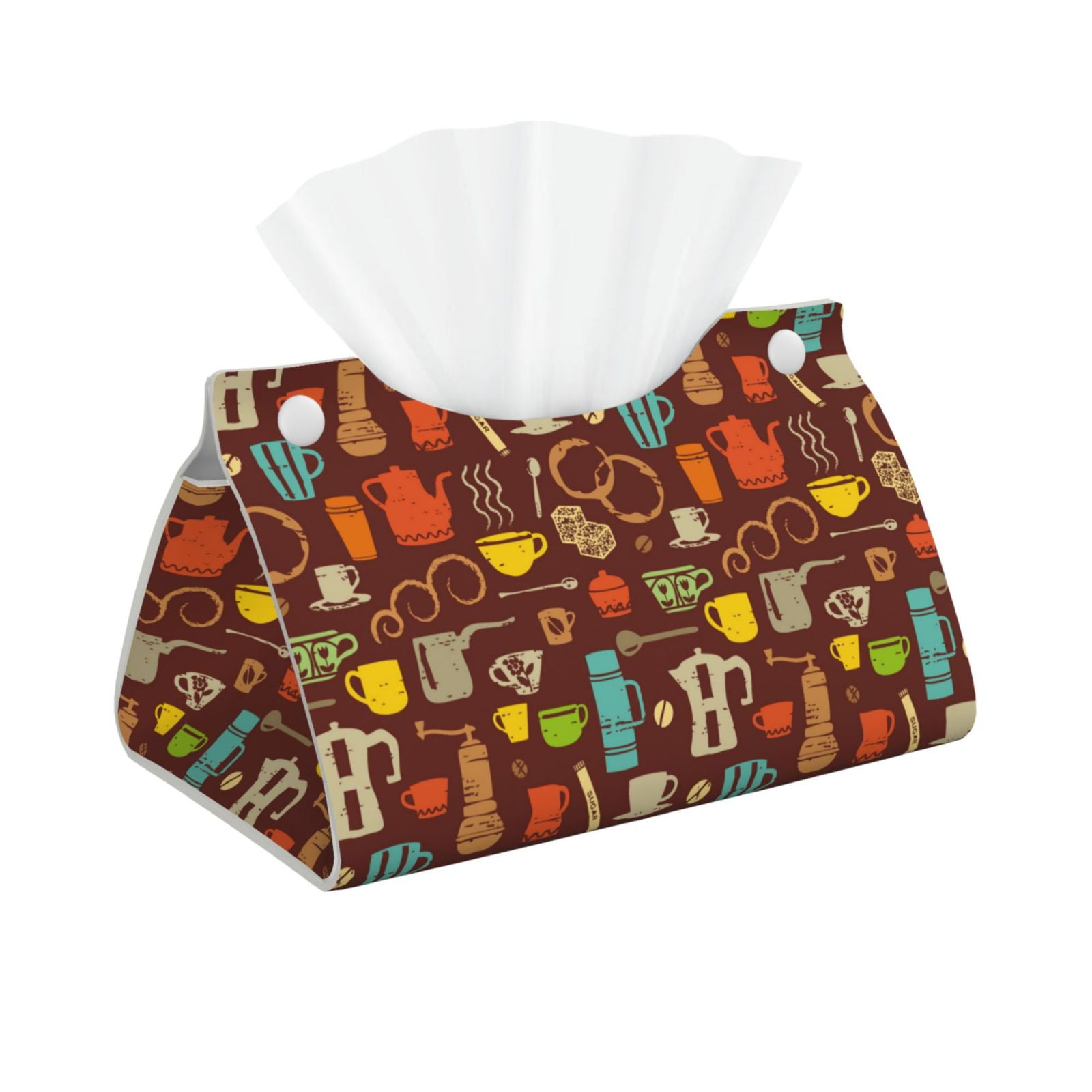 Leather Tissue Box Cover - Retro Coffee Long PVC Tissue Box Holder for ...