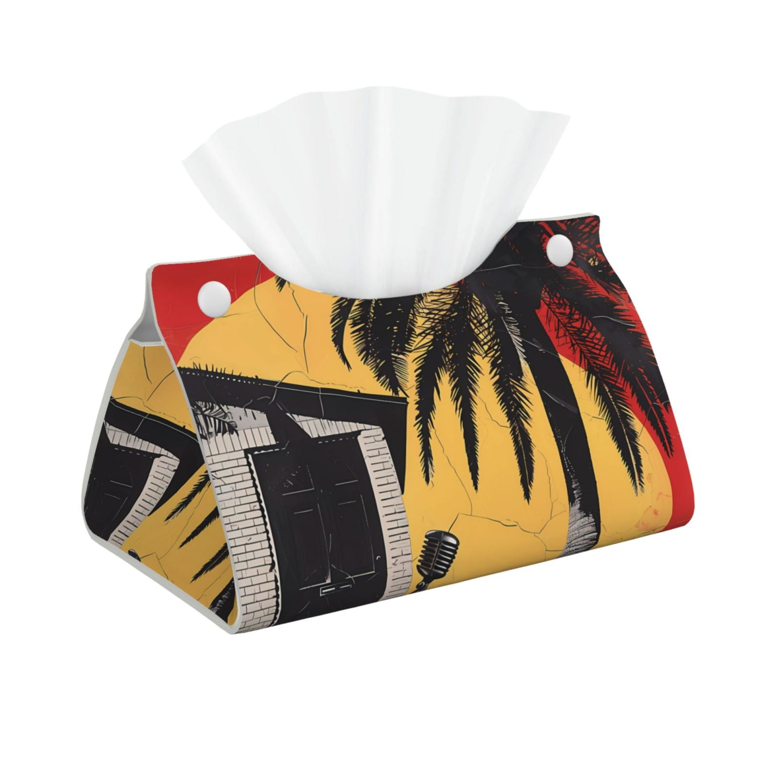 Leather Tissue Box Cover - Retro Tropical Microphone Long PVC Tissue ...