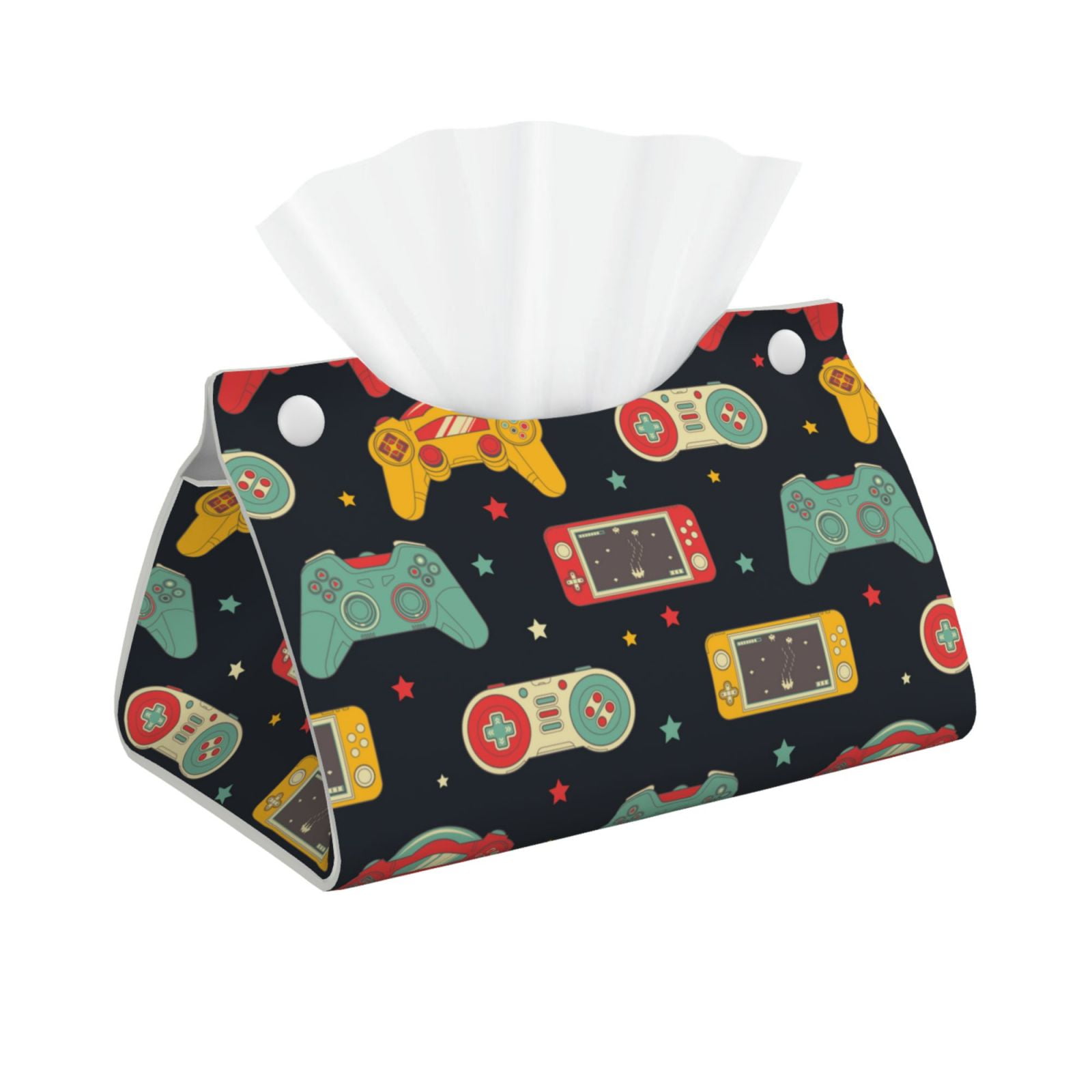 Leather Tissue Box Cover - Retro Video Game Long PVC Tissue Box Holder ...