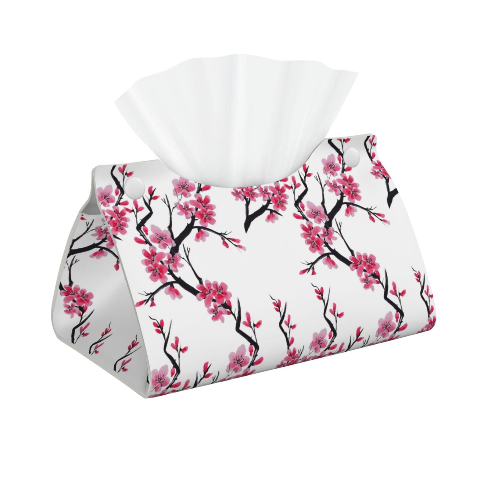 Leather Tissue Box Cover - Retro berry blossoms Long PVC Tissue Box ...