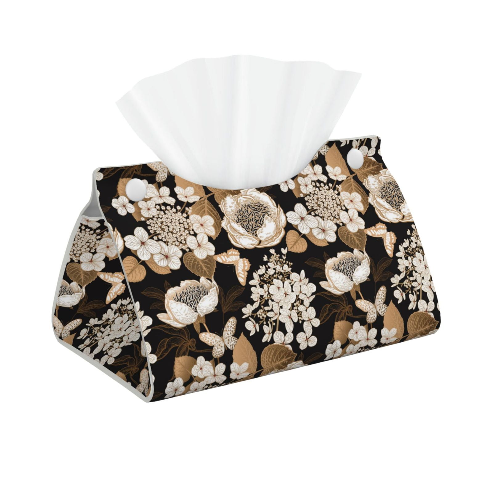 Leather Tissue Box Cover - Retro hydrangeas Long PVC Tissue Box Holder ...