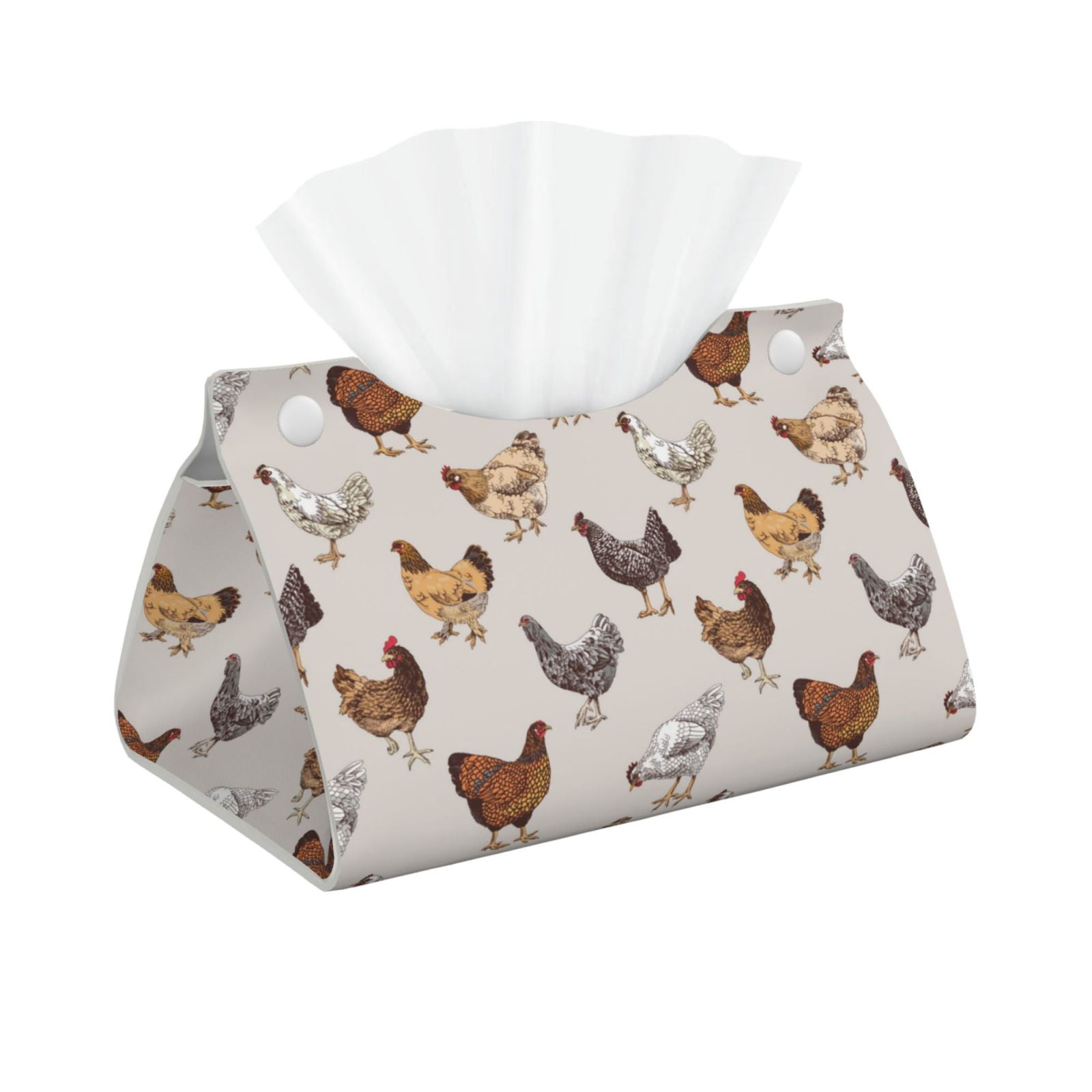Leather Tissue Box Cover - Rustic Cute Chicken Long PVC Tissue Box ...