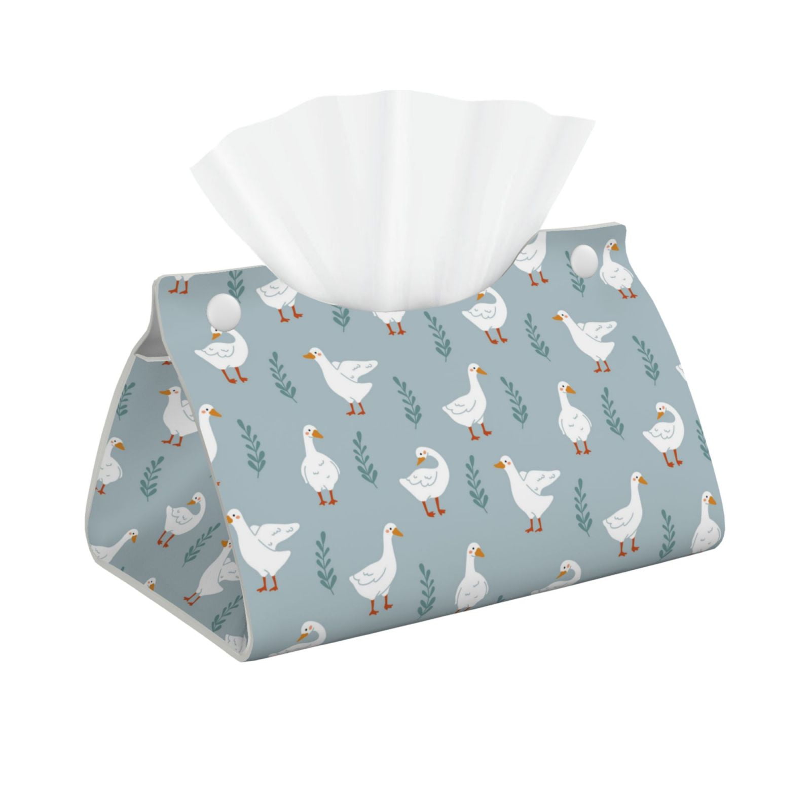 Leather Tissue Box Cover - Rustic Cute Duck Long PVC Tissue Box Holder ...