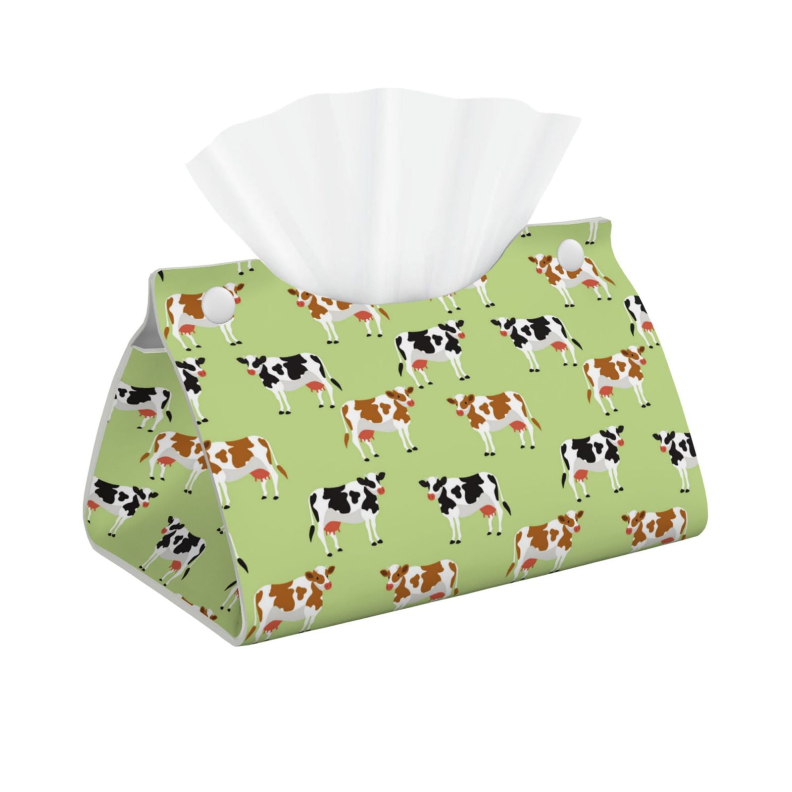 Leather Tissue Box Cover - Simple Cute Cow Green Long PVC Tissue Box ...