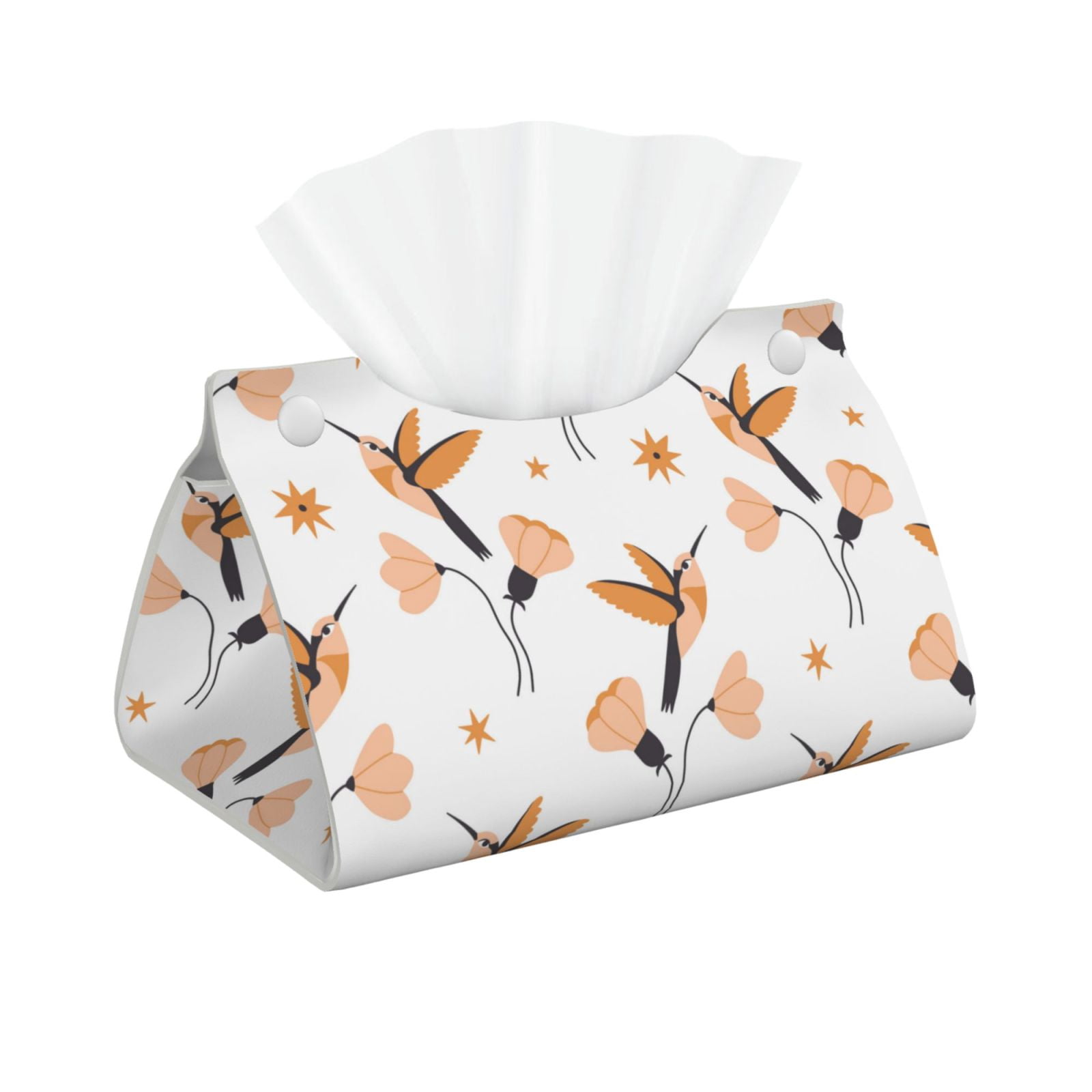 Leather Tissue Box Cover - Simple Hummingbird Flower Long PVC Tissue ...