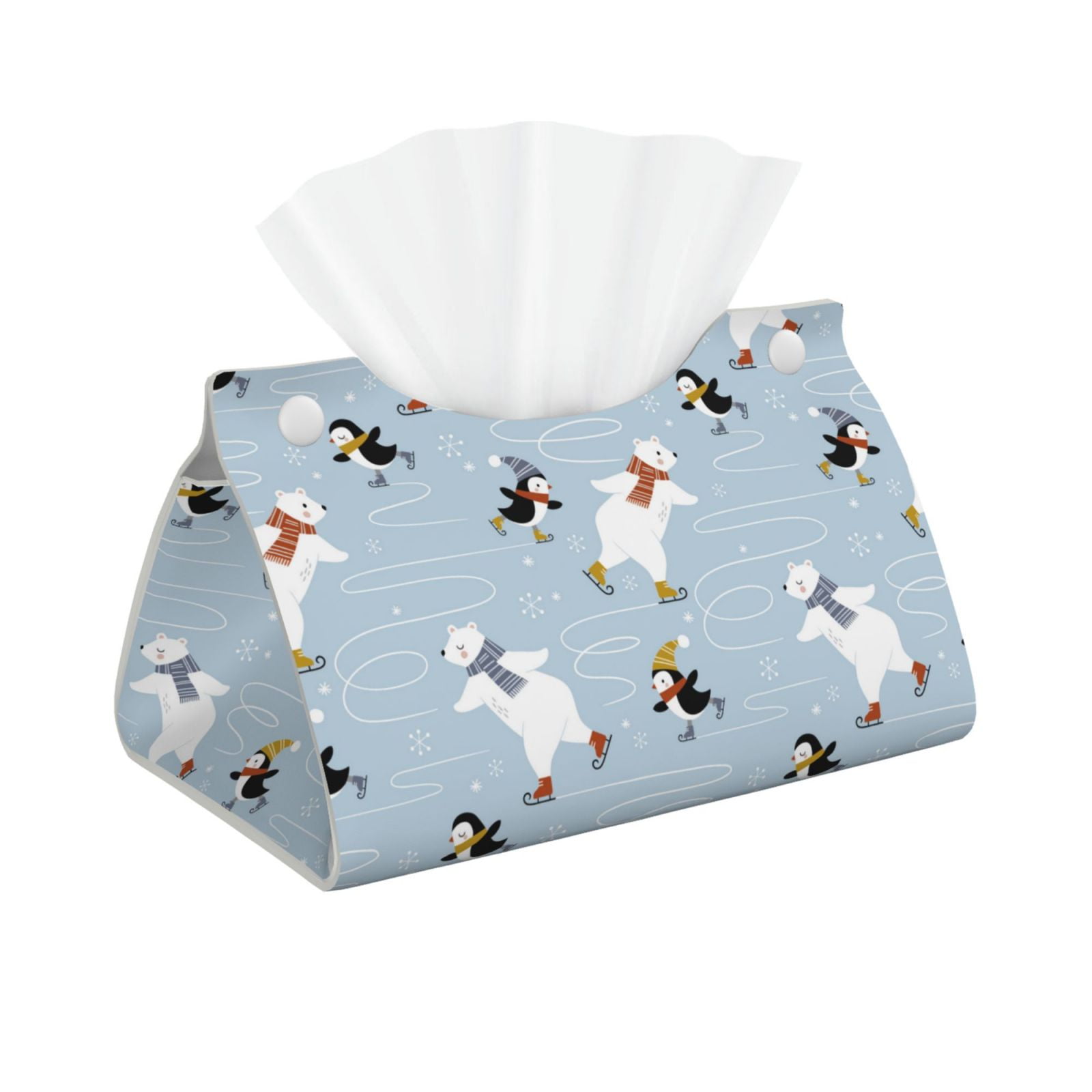 Leather Tissue Box Cover - Skiing penguin Bear Long PVC Tissue Box ...