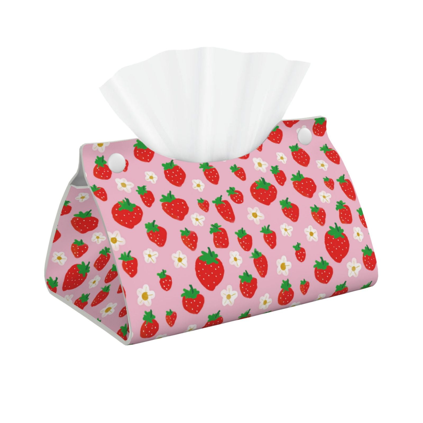 Leather Tissue Box Cover - Soft Strawberry Flower Long PVC Tissue Box ...