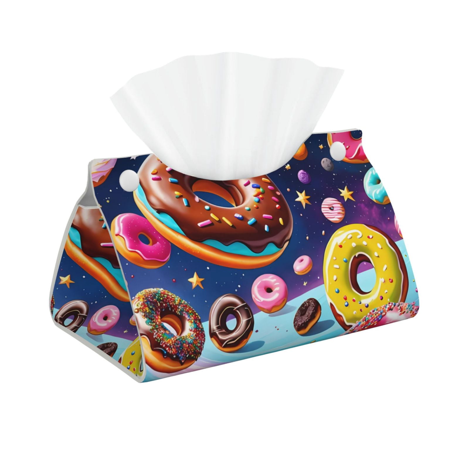 Leather Tissue Box Cover - Space Colorful Donut Long PVC Tissue Box ...