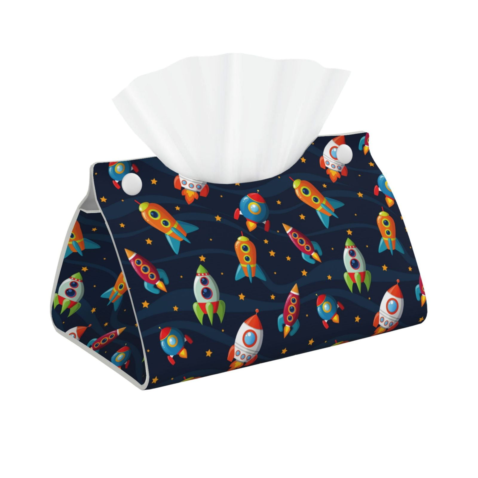 Leather Tissue Box Cover - Spaceships and Stars Long PVC Tissue Box ...