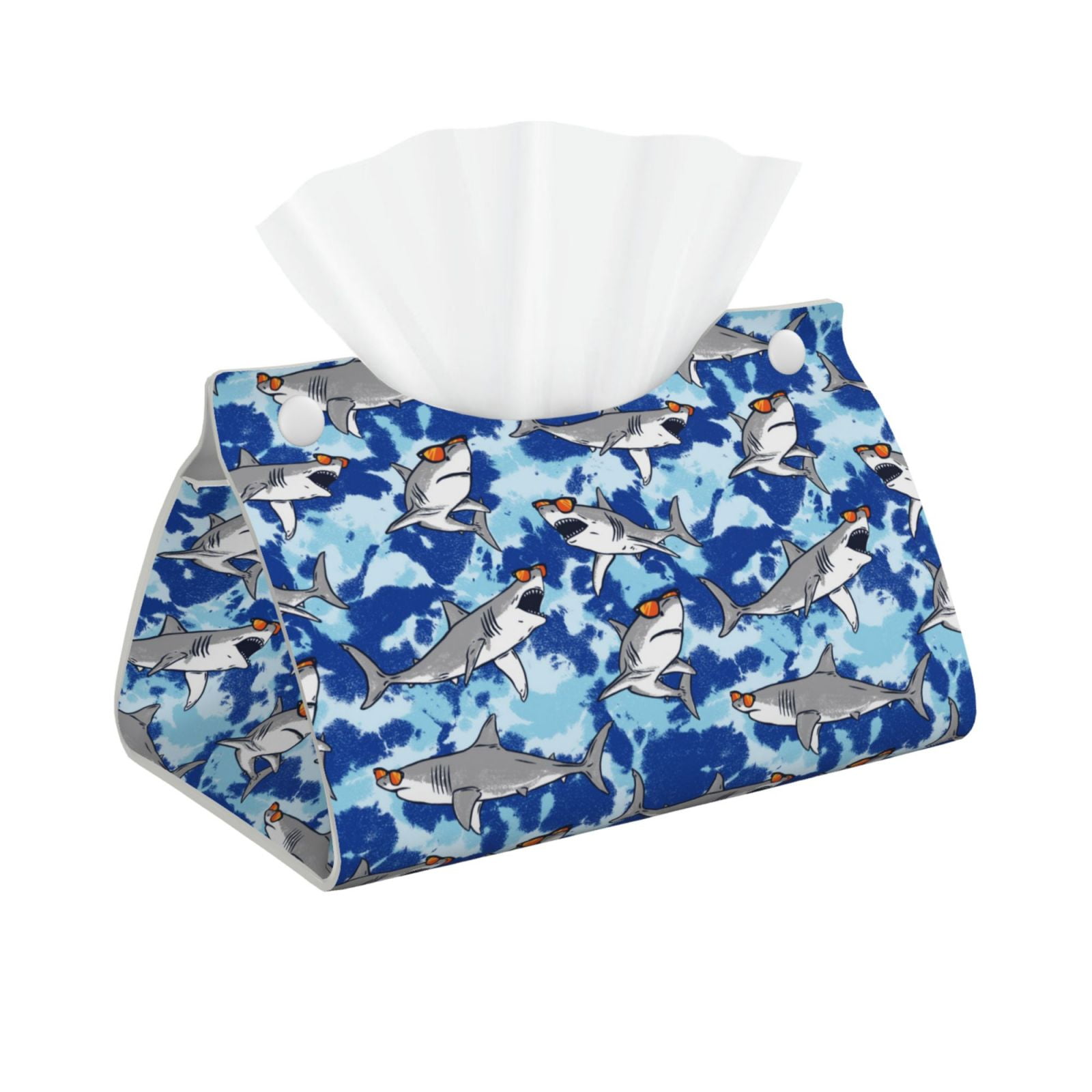Leather Tissue Box Cover - Spectacled Great White Shark Long PVC Tissue ...