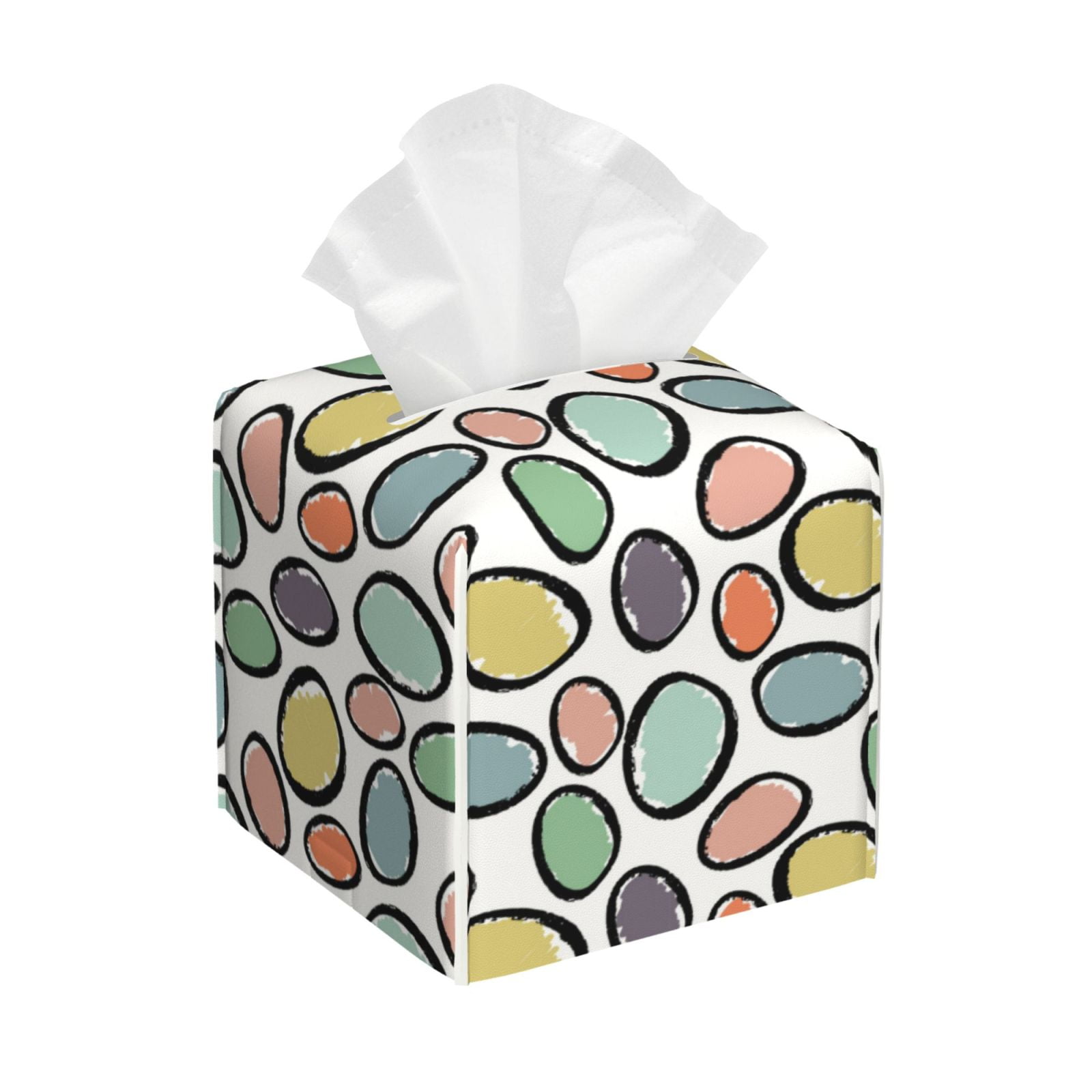 Leather Tissue Box Cover Square - Abstract geometric pattern Waterproof ...