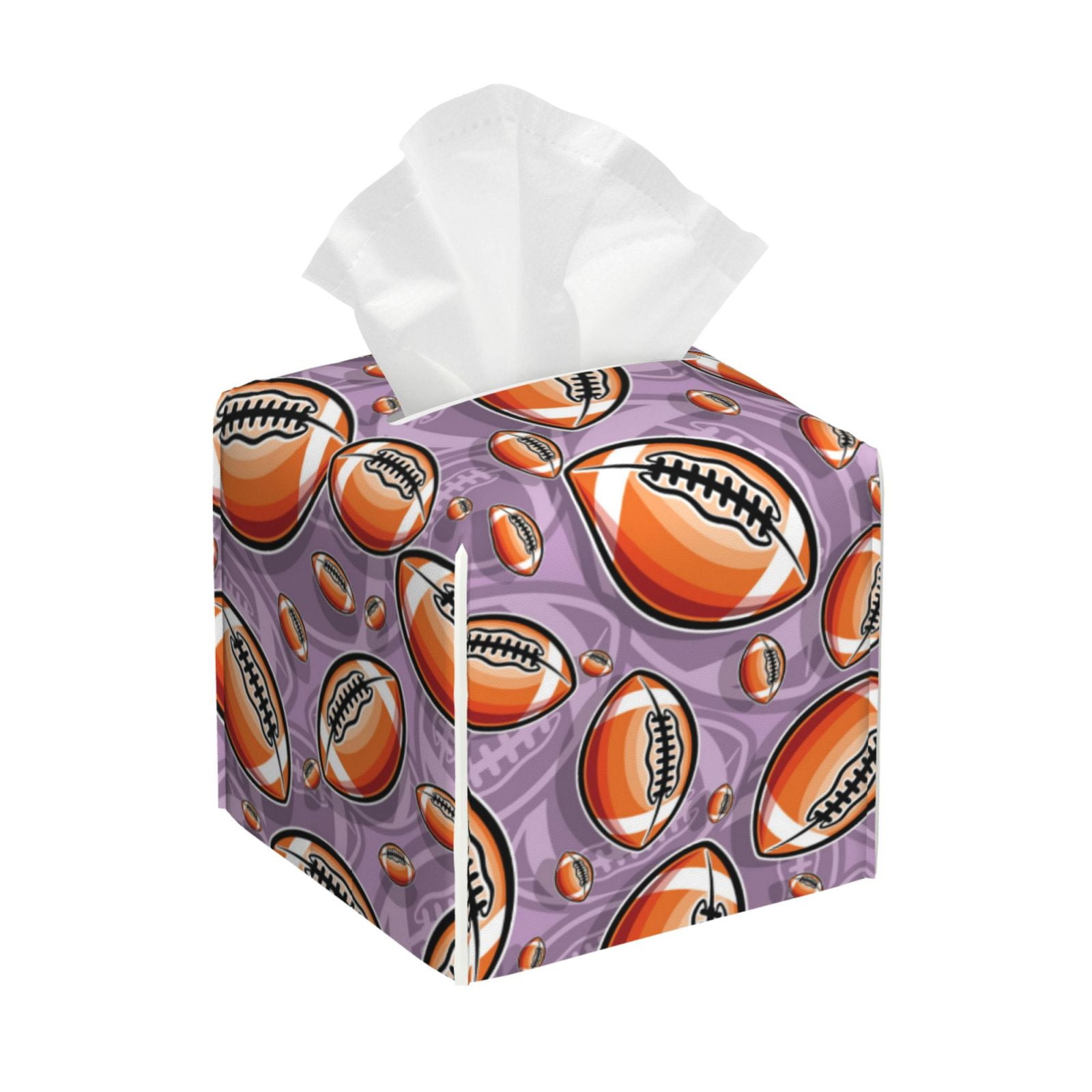 Leather Tissue Box Cover Square - American football Rugby purple ...