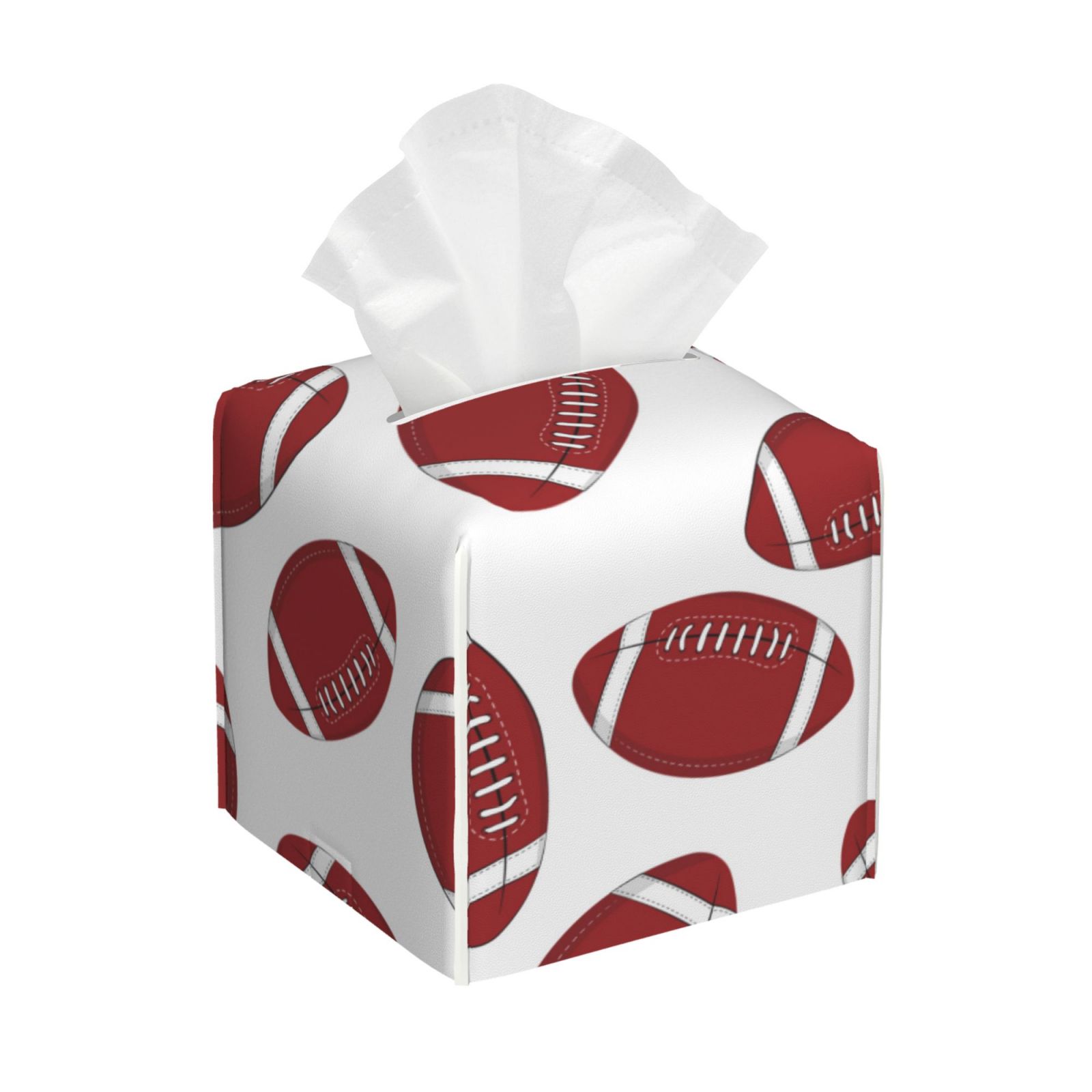 Leather Tissue Box Cover Square - American football cute Waterproof ...