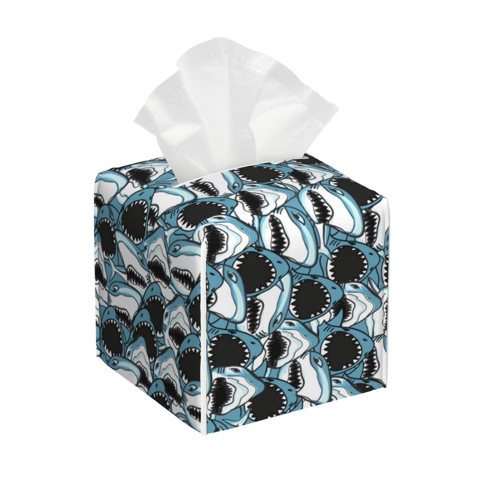 Leather Tissue Box Cover Square - Angry Shark Waterproof Tissue Box ...