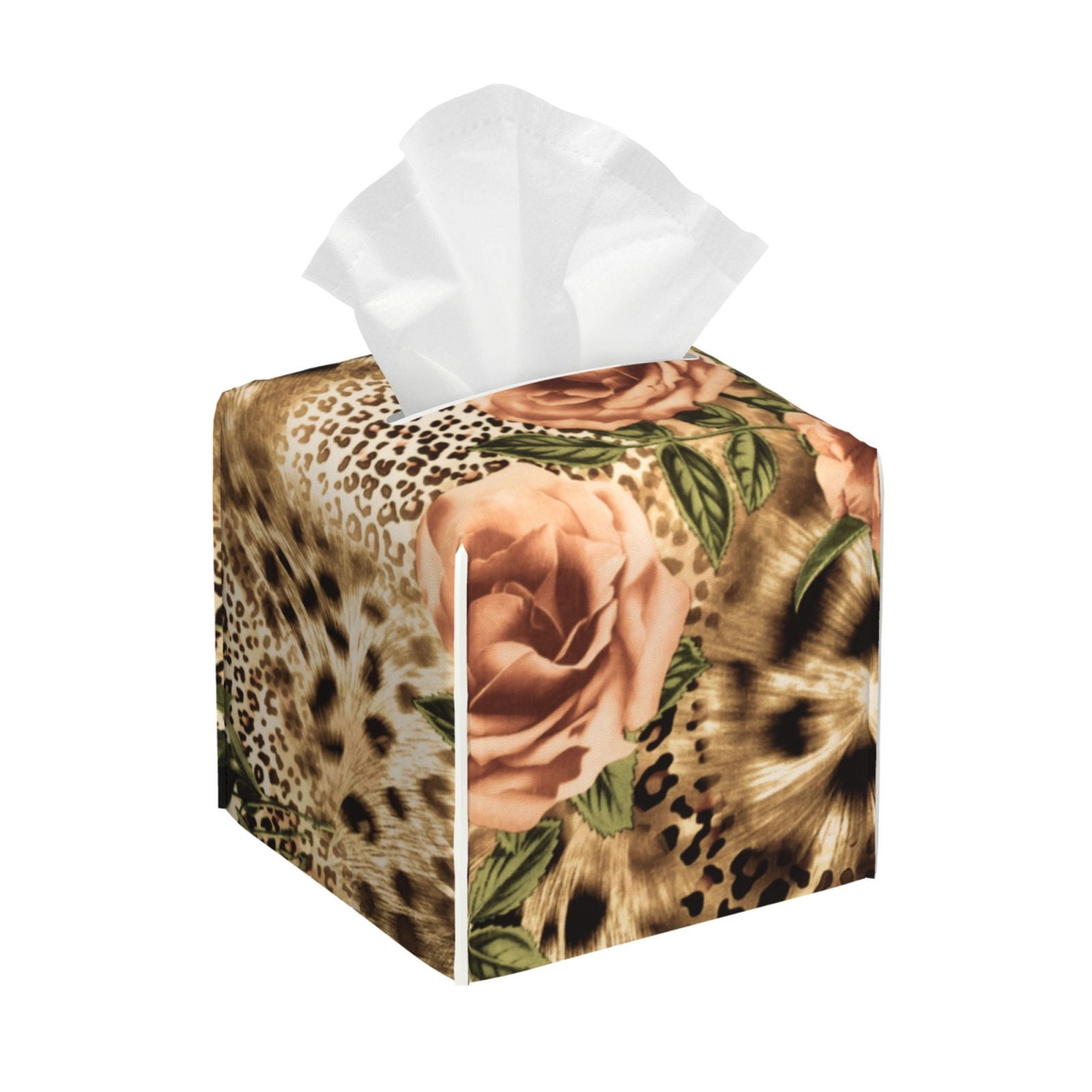 Leather Tissue Box Cover Square - Animal Leopard Waterproof Tissue Box ...