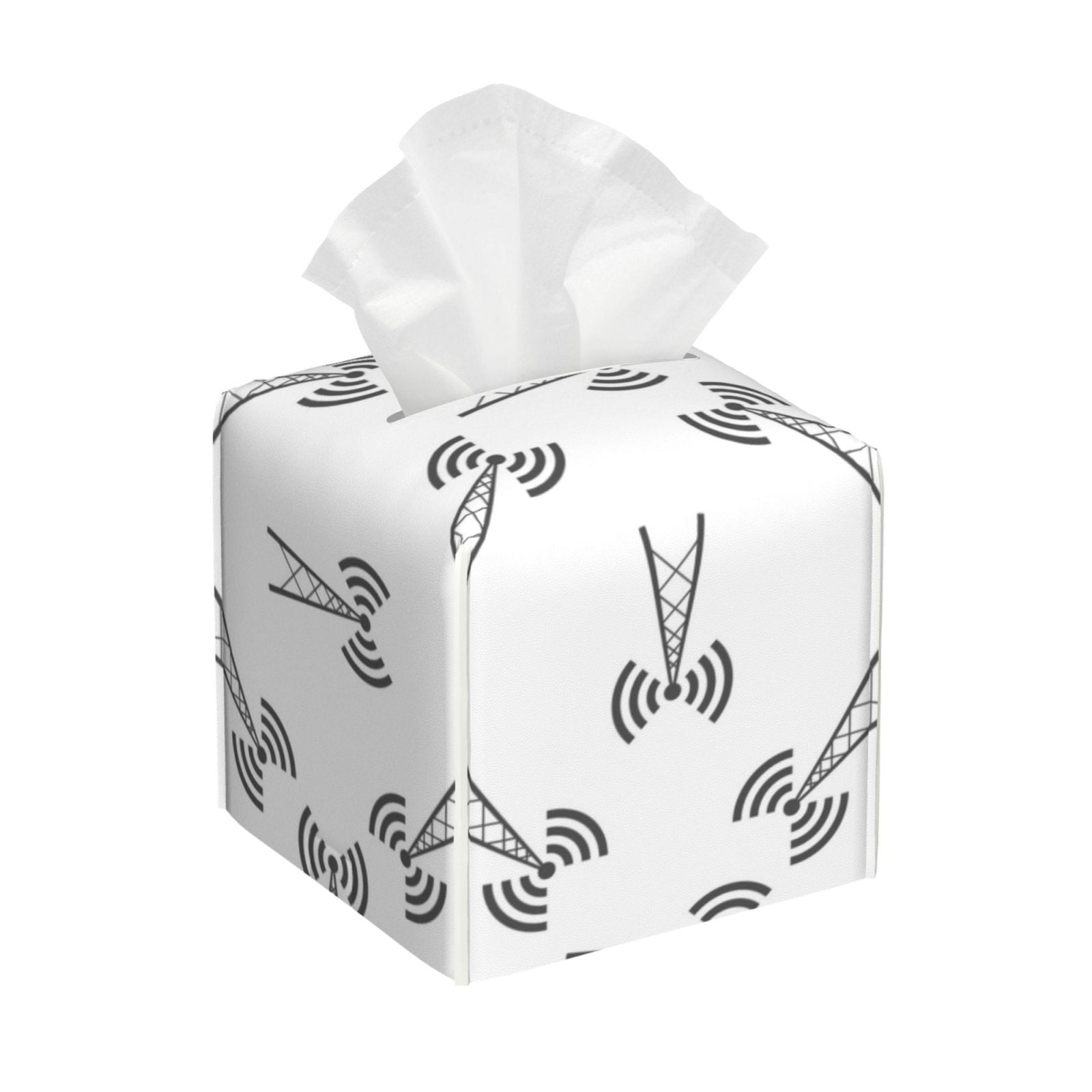 Leather Tissue Box Cover Square - Antenna Icon Waterproof Tissue Box ...