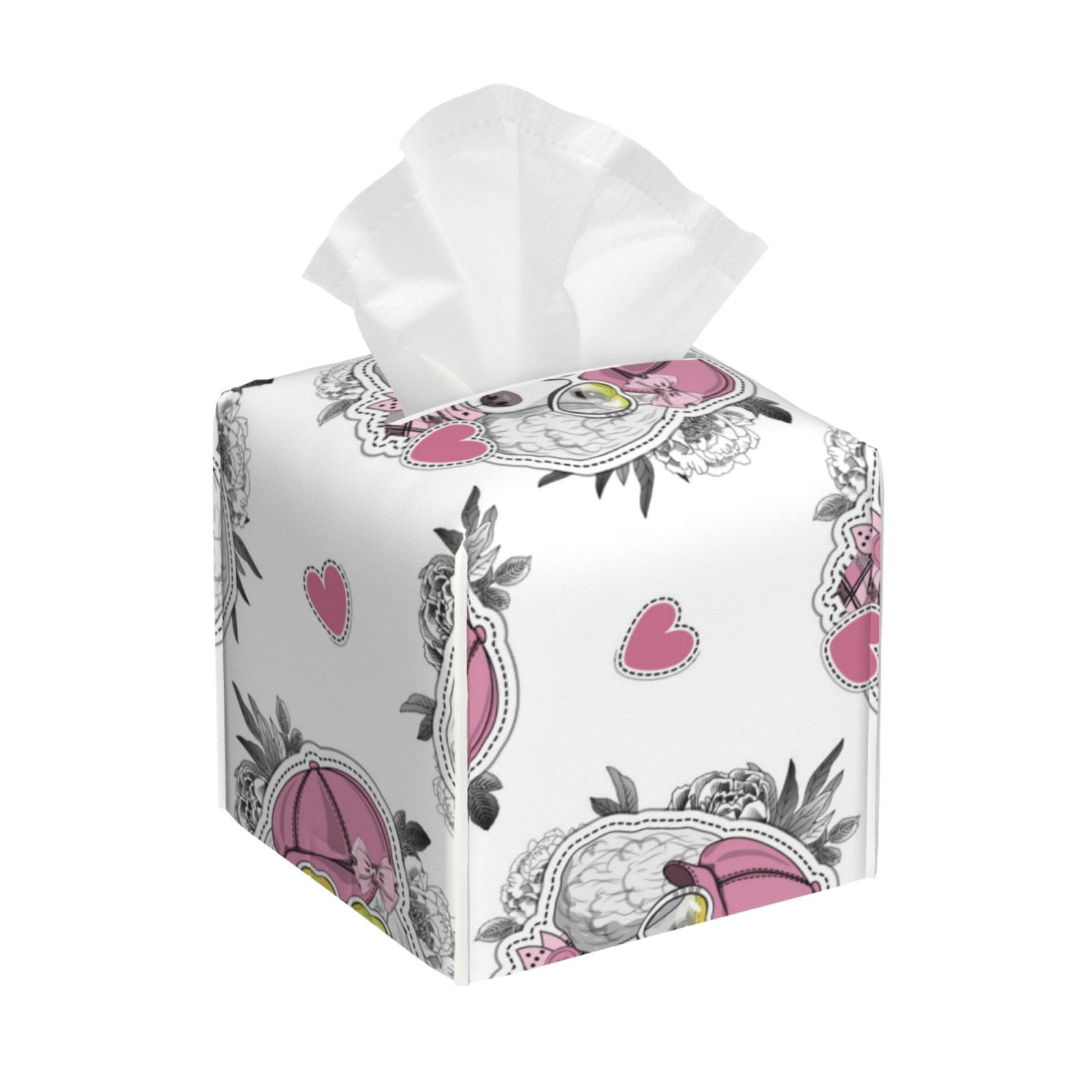 Leather Tissue Box Cover Square - Artistic Cute Poodle Dog Pink_A ...