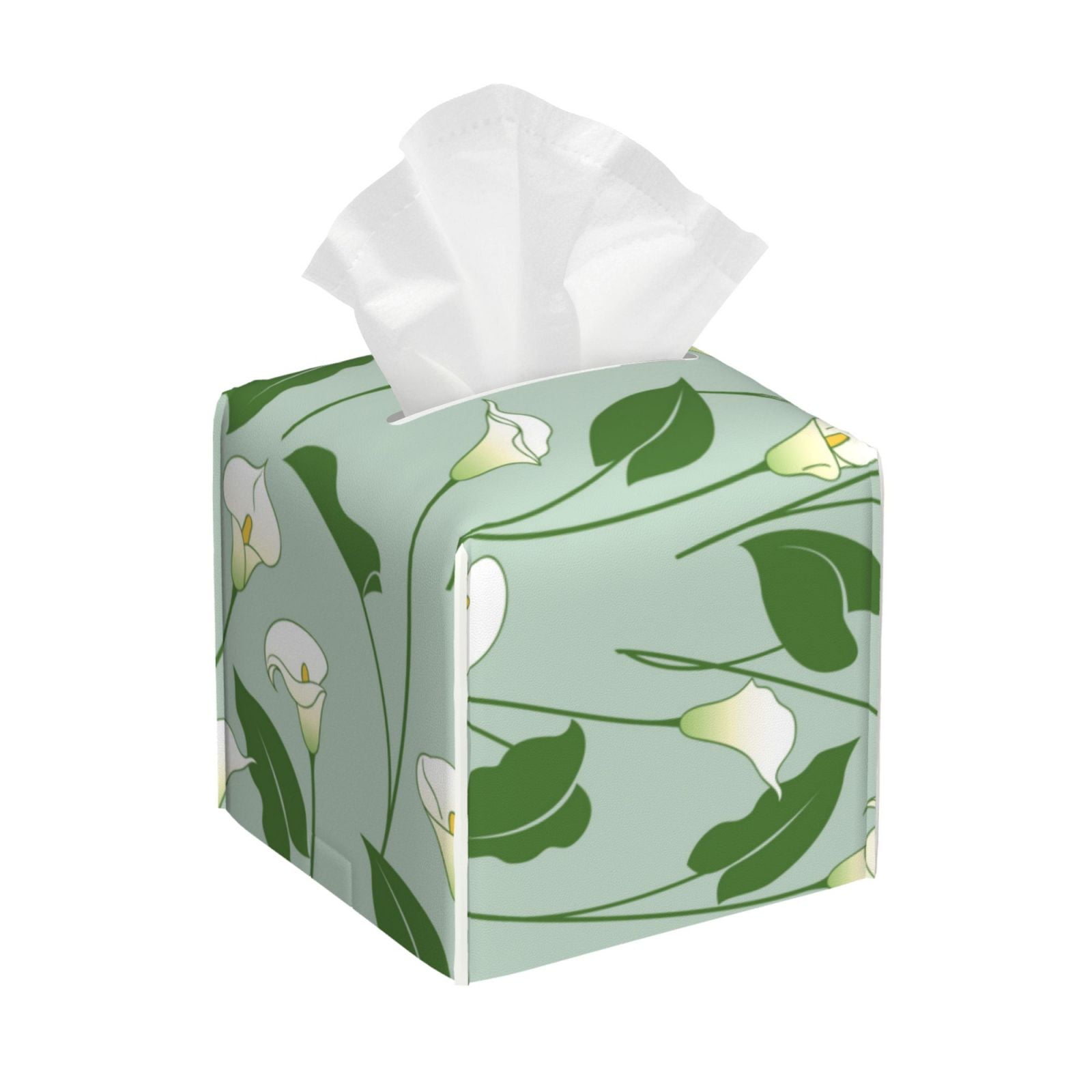 Leather Tissue Box Cover Square - Beautiful Calla Lily Flowers ...
