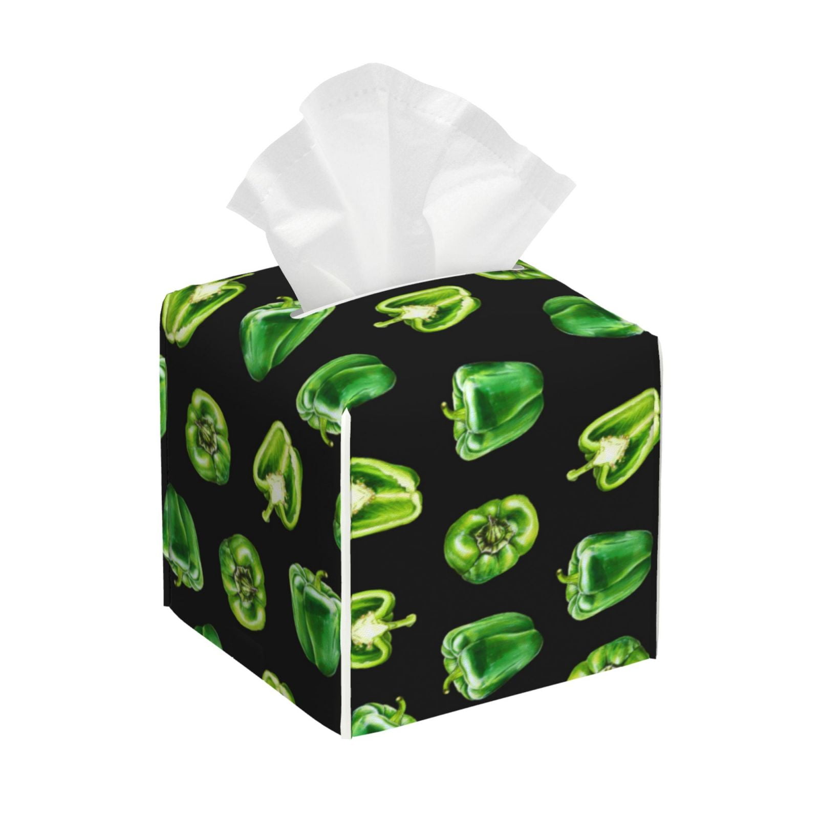 Leather Tissue Box Cover Square - Bell Pepper green Waterproof Tissue ...
